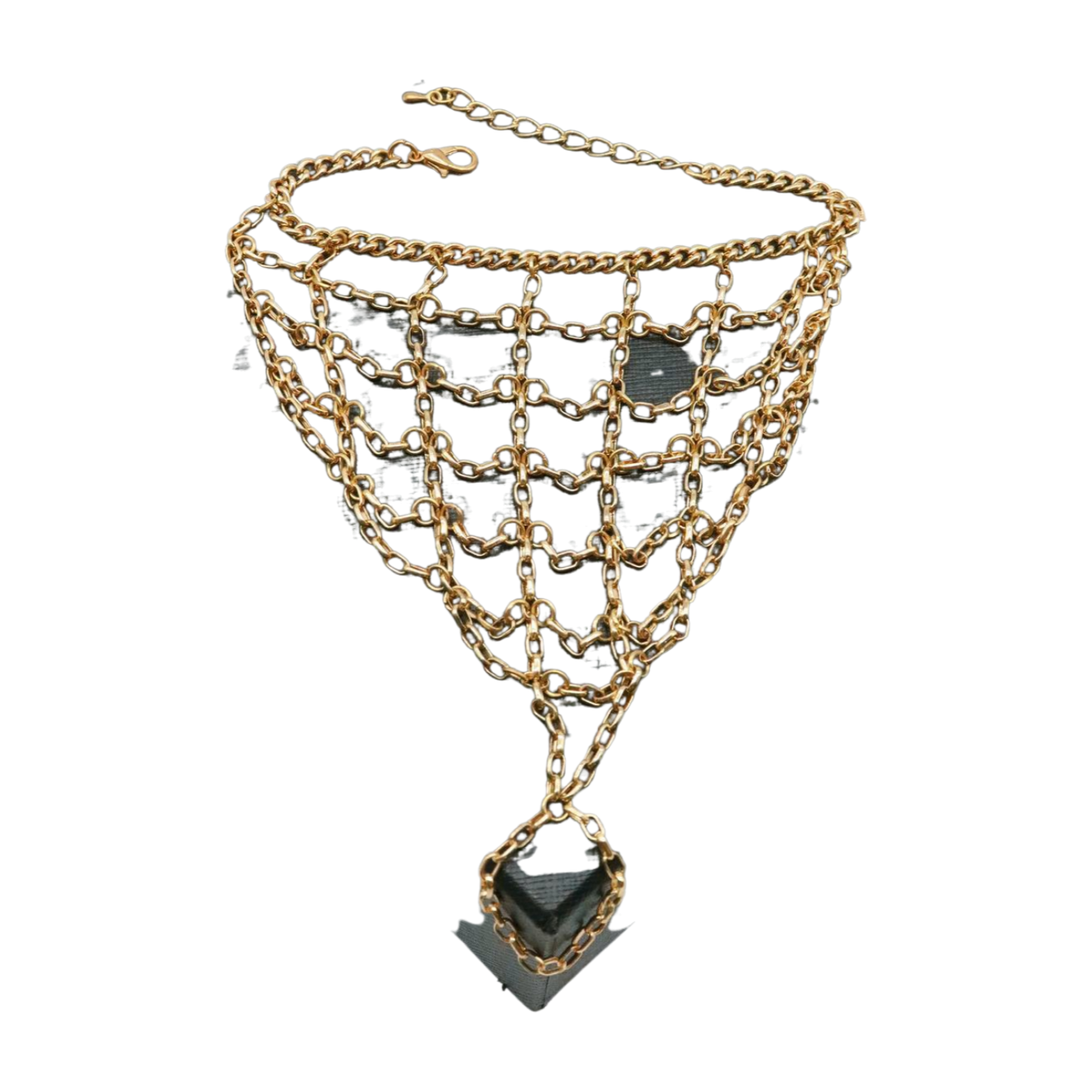 Gold Metal Hand Chain Bracelet Web Net Ring One Size Fits All ...
