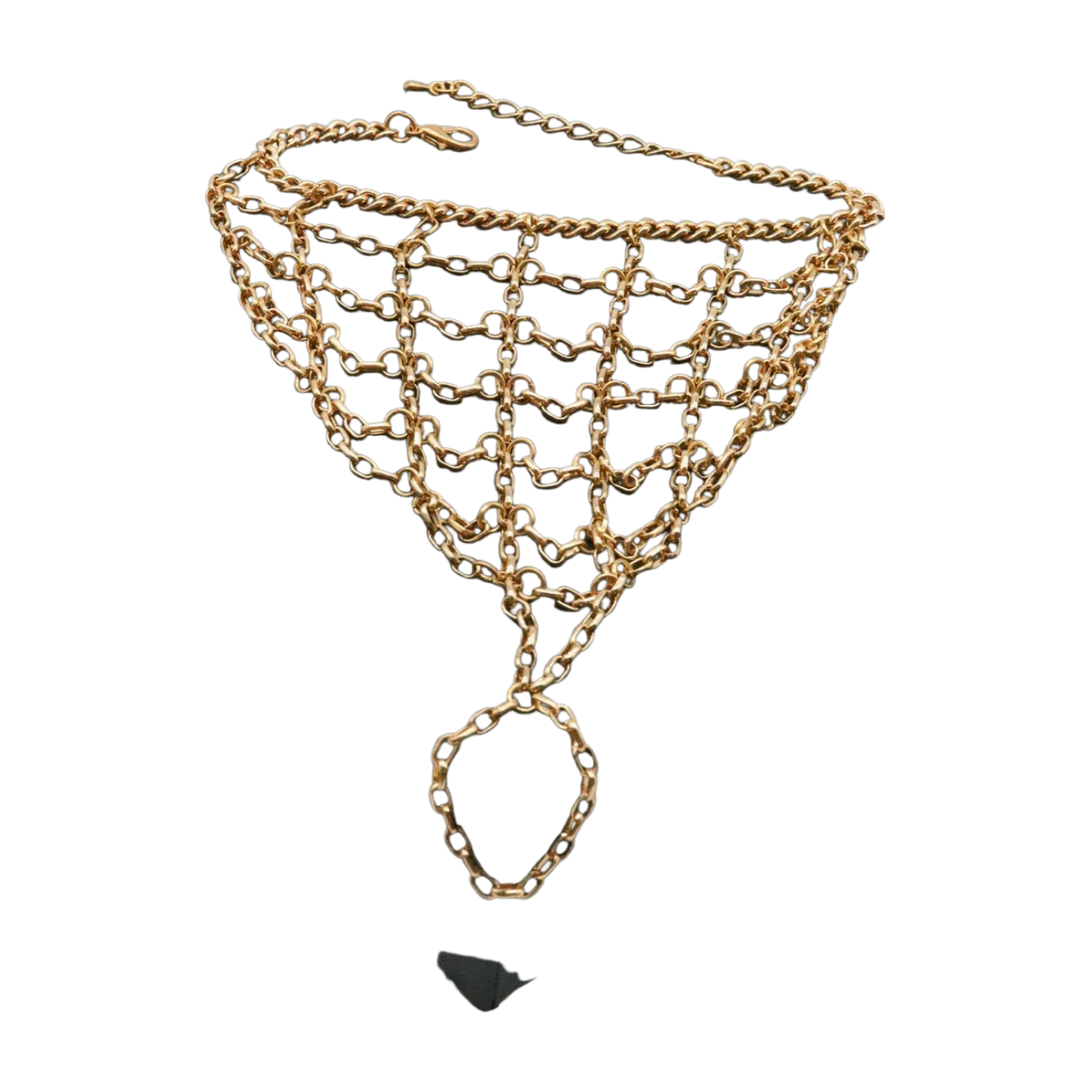 Gold Metal Hand Chain Bracelet Web Net Ring One Size Fits All ...