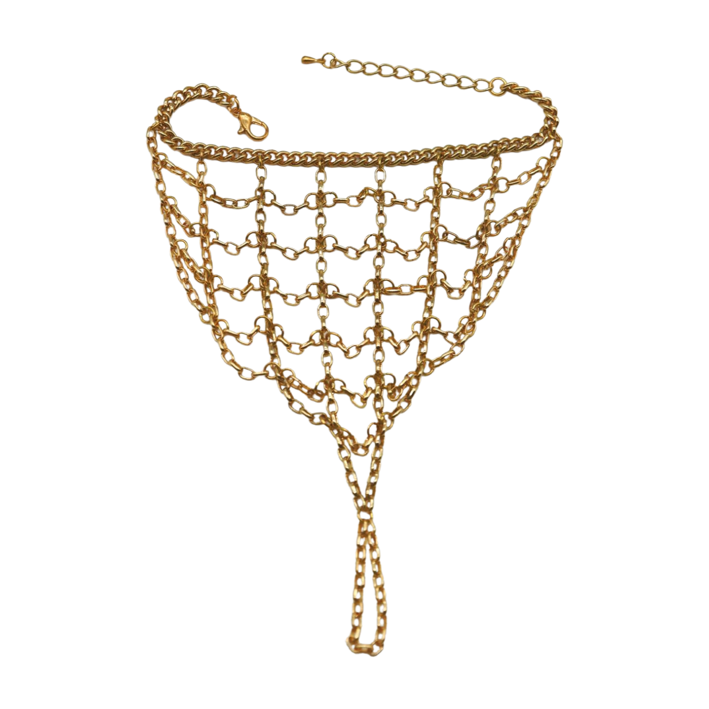 Gold Metal Hand Chain Bracelet Web Net Ring One Size Fits All ...