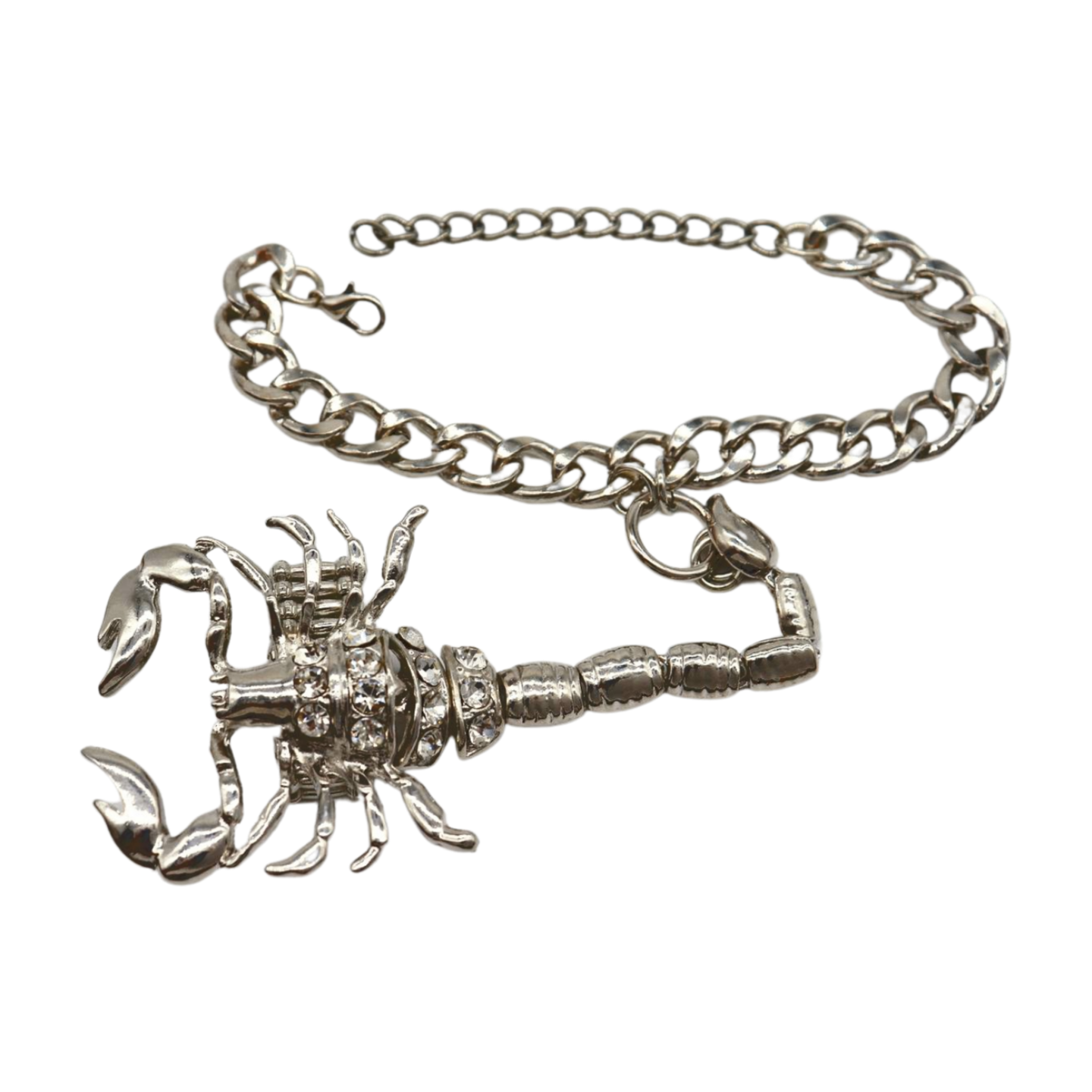 Women Silver Wrist Hand Chain Bracelet Scorpion Connected Ring One Siz ...