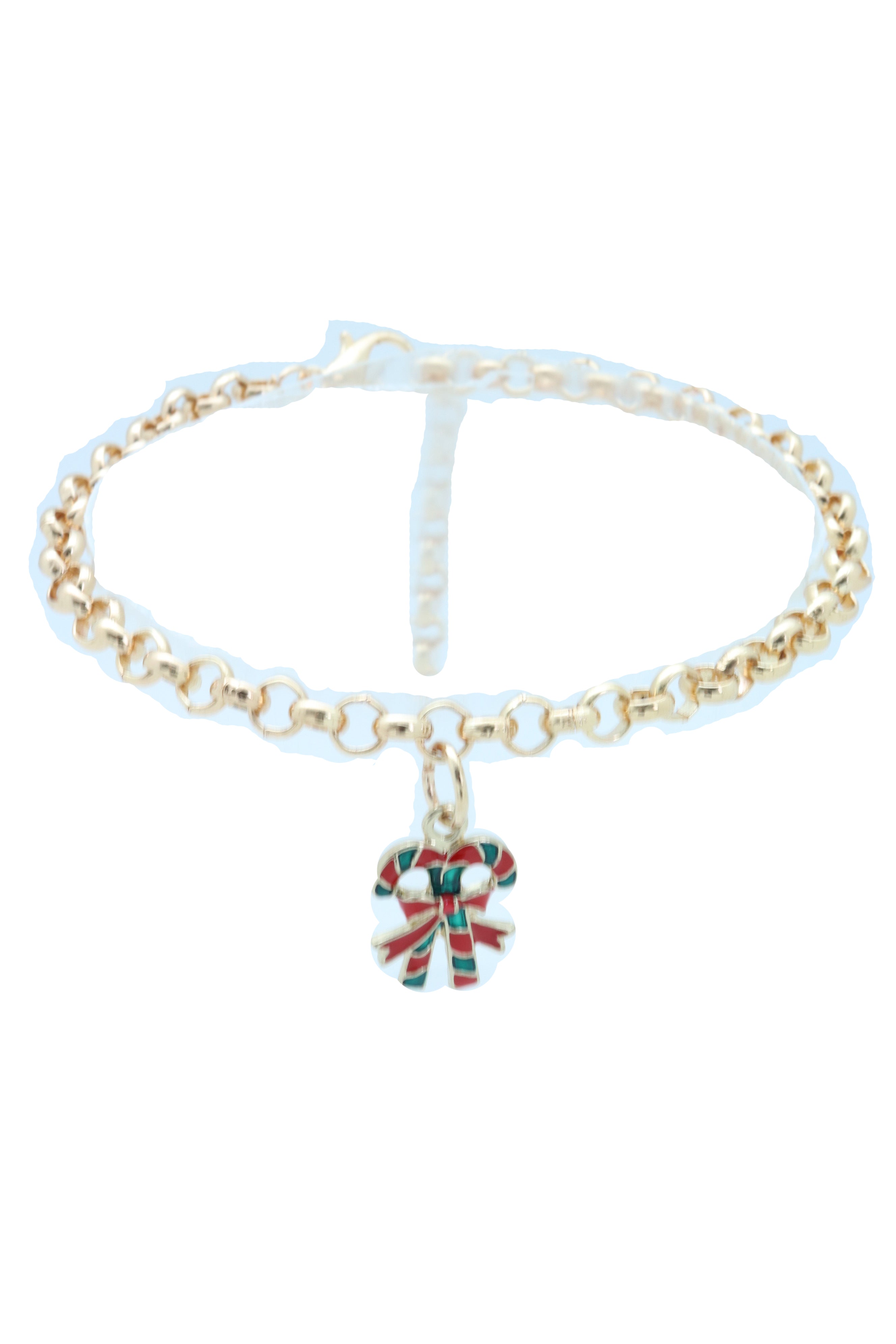 Gold Metal Boot Chain Bracelet Christmas Shoe Candy Cane Charm Jewelry ...