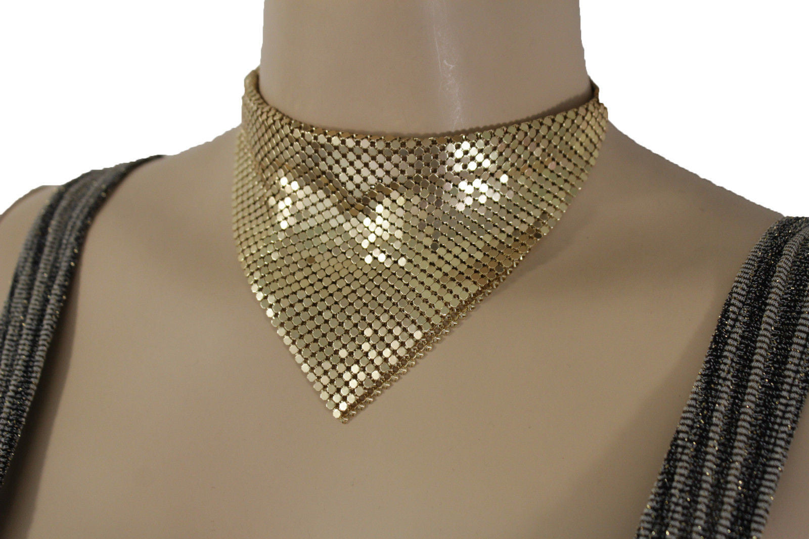 Women Black Gold Mesh Jewelry Short Choker Necklace Bandana ...