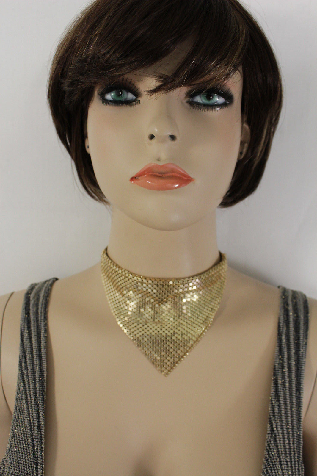 Women Black Gold Mesh Jewelry Short Choker Necklace Bandana ...