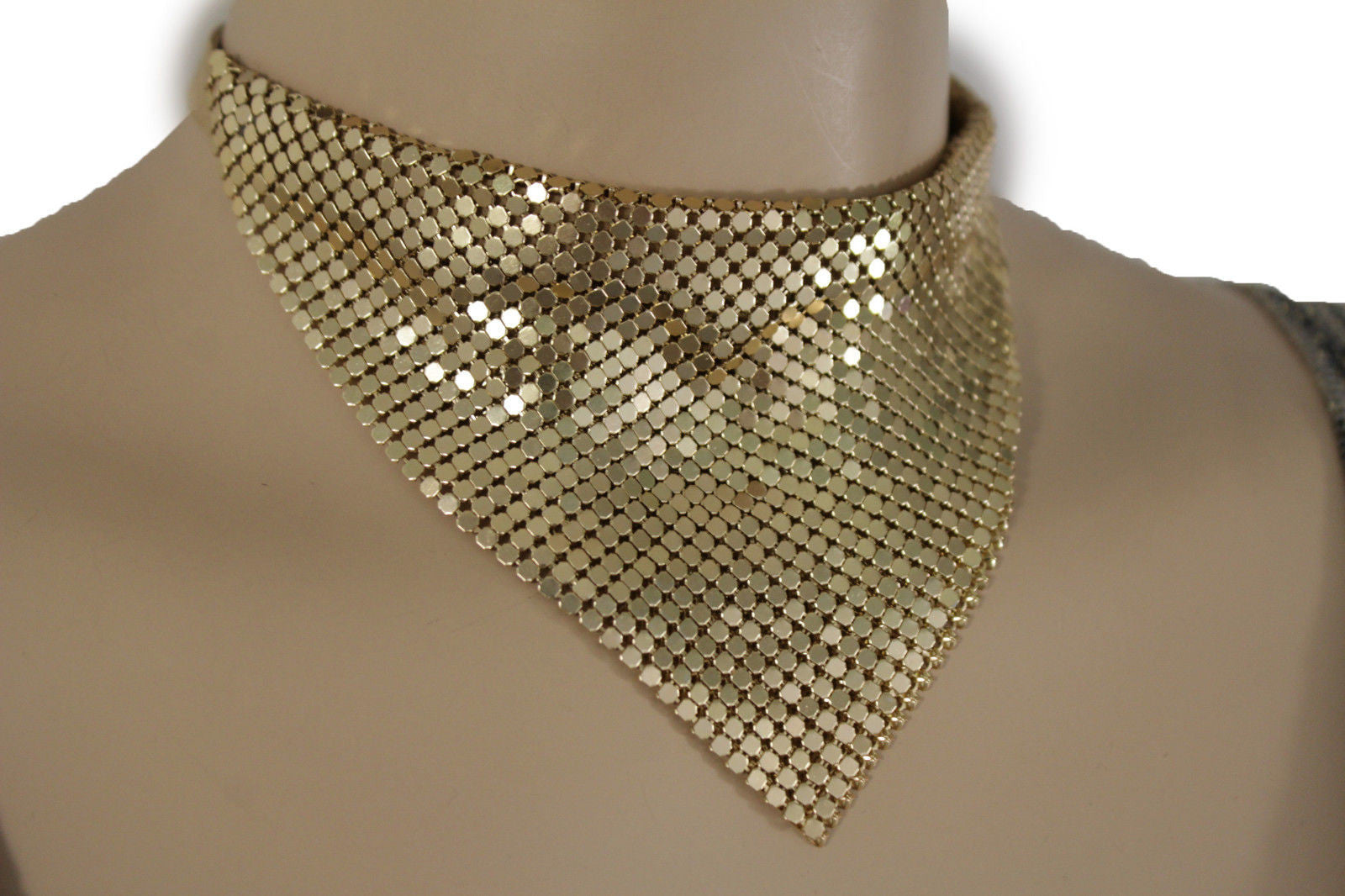 Women Black Gold Mesh Jewelry Short Choker Necklace Bandana ...