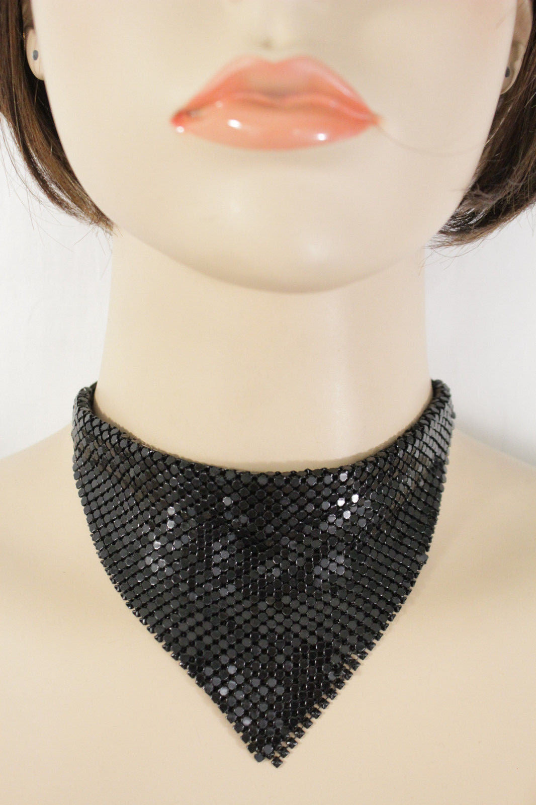 Women Black Gold Mesh Jewelry Short Choker Necklace Bandana ...
