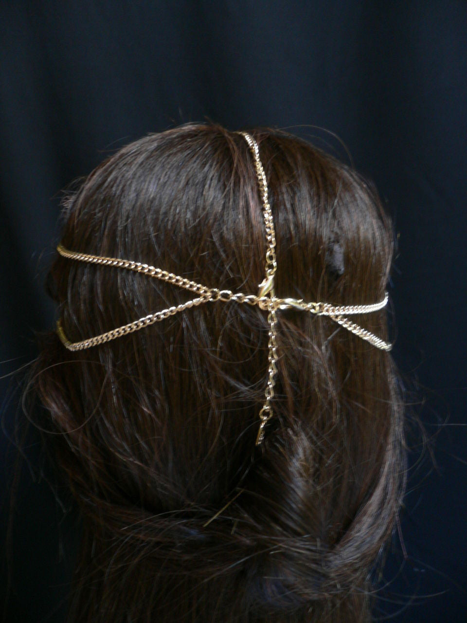 Gold Silver Metal Head Chain Circlet Clear Rhinestone Women Wedding Bo ...