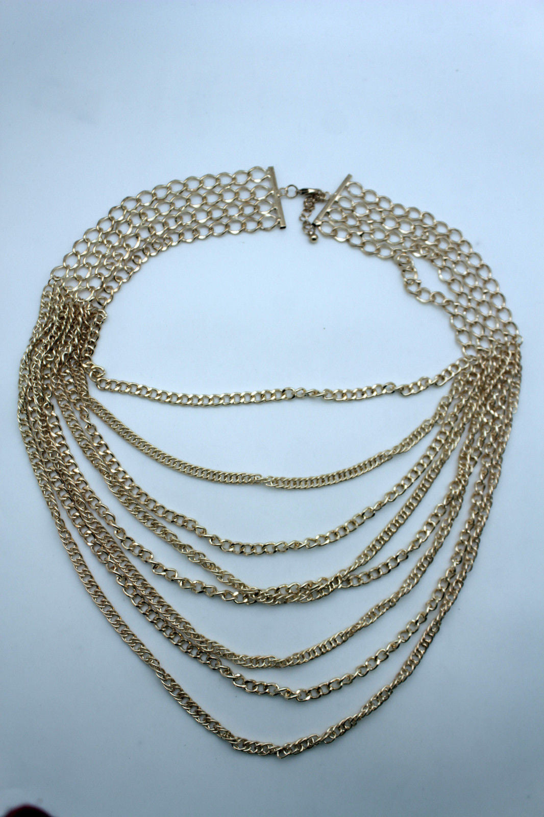 Gold Metal Chains Links 8 Strands Long Necklace – alwaystyle4you