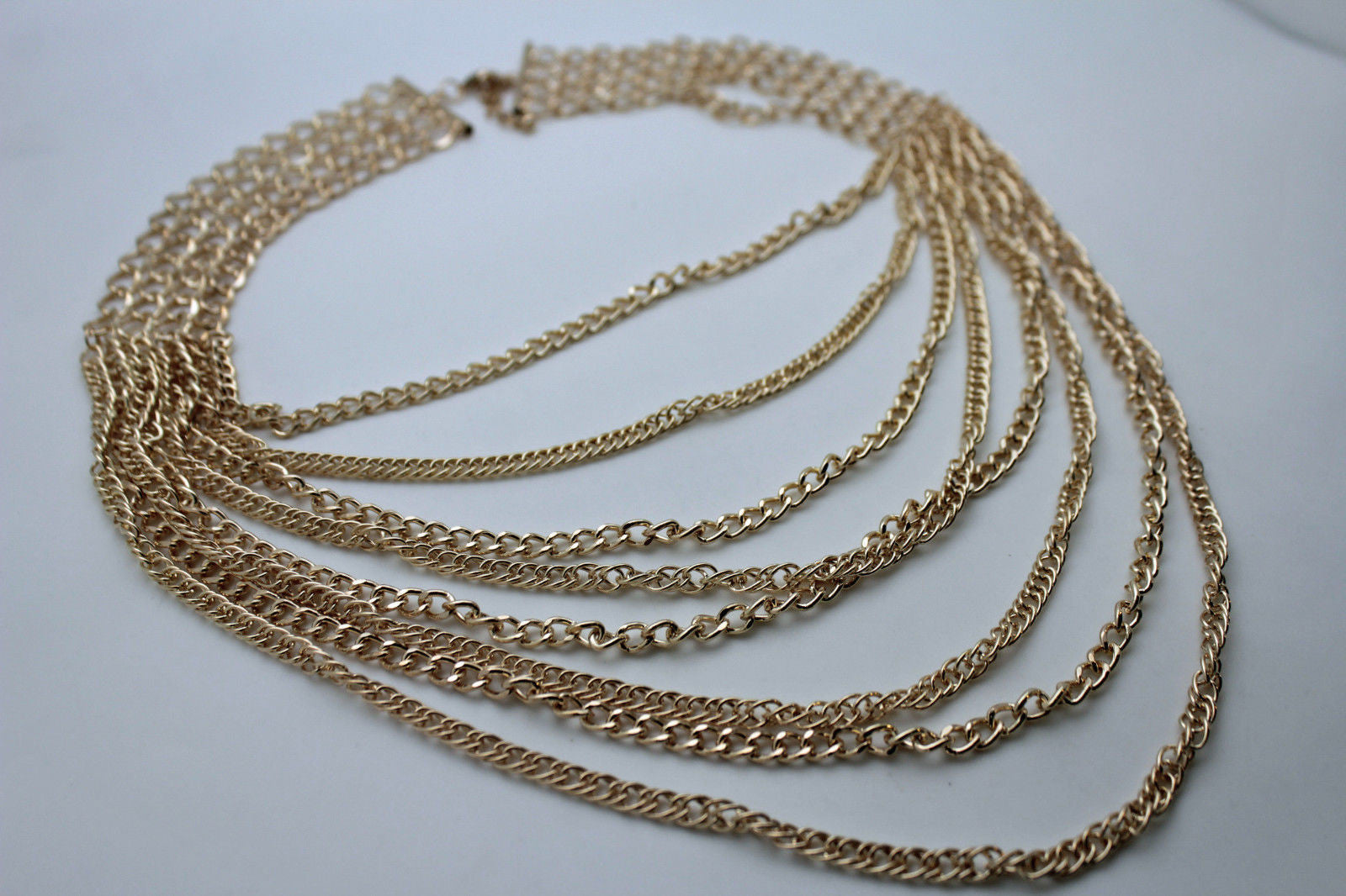 Gold Metal Chains Links 8 Strands Long Necklace – alwaystyle4you