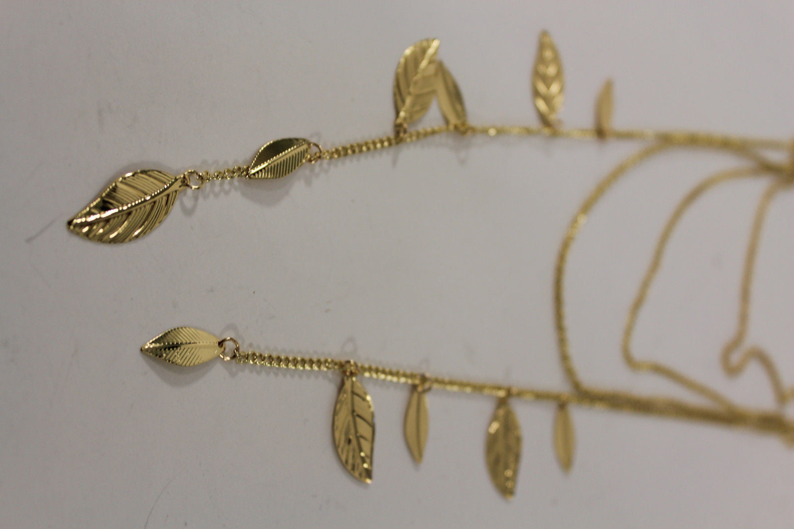 Gold Metal Head Chain Front Forehead Back Face Side Tassle Leaves Stra ...