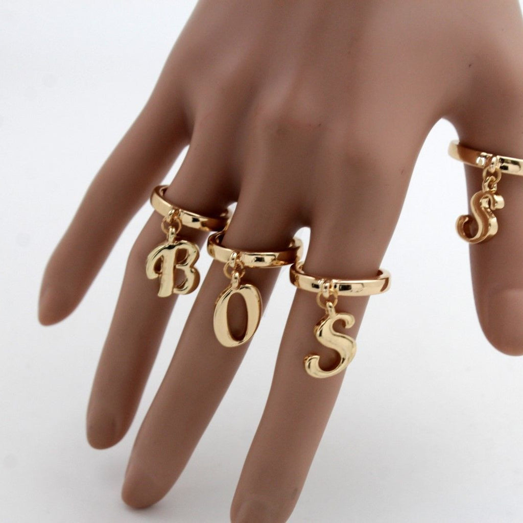 Gold Metal Wide Band 4 Fingers Rings Set BOSS Women Trendy – alwaystyle4you