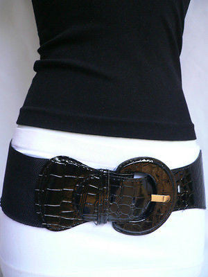 Women Hip High Waist Stretch Wide Black Fashion Belt Plus Sizes: M L Xl ...