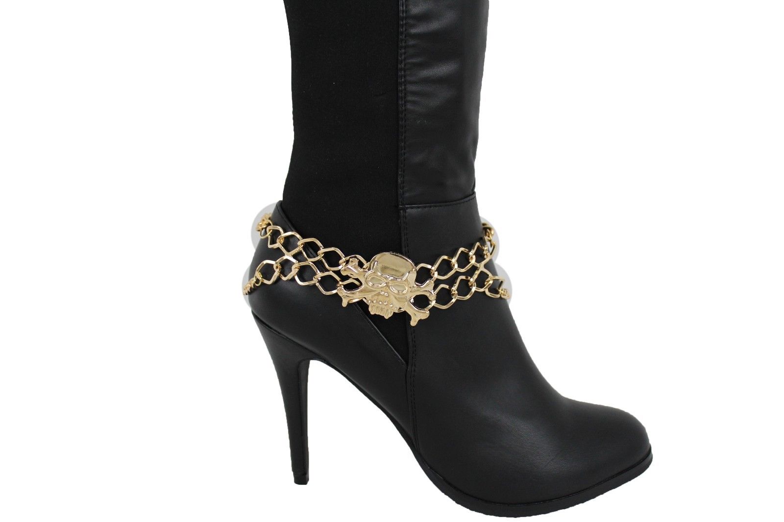 Metal Boot Bracelet Chains Skull Skeleton Bling Anklet Charm Heels ...