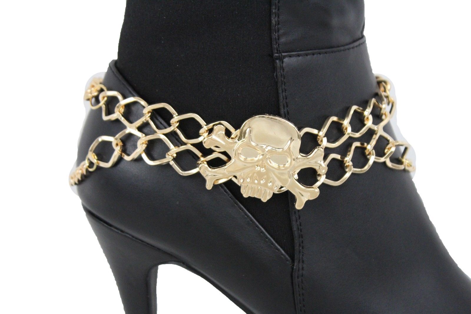 Metal Boot Bracelet Chains Skull Skeleton Bling Anklet Charm Heels ...