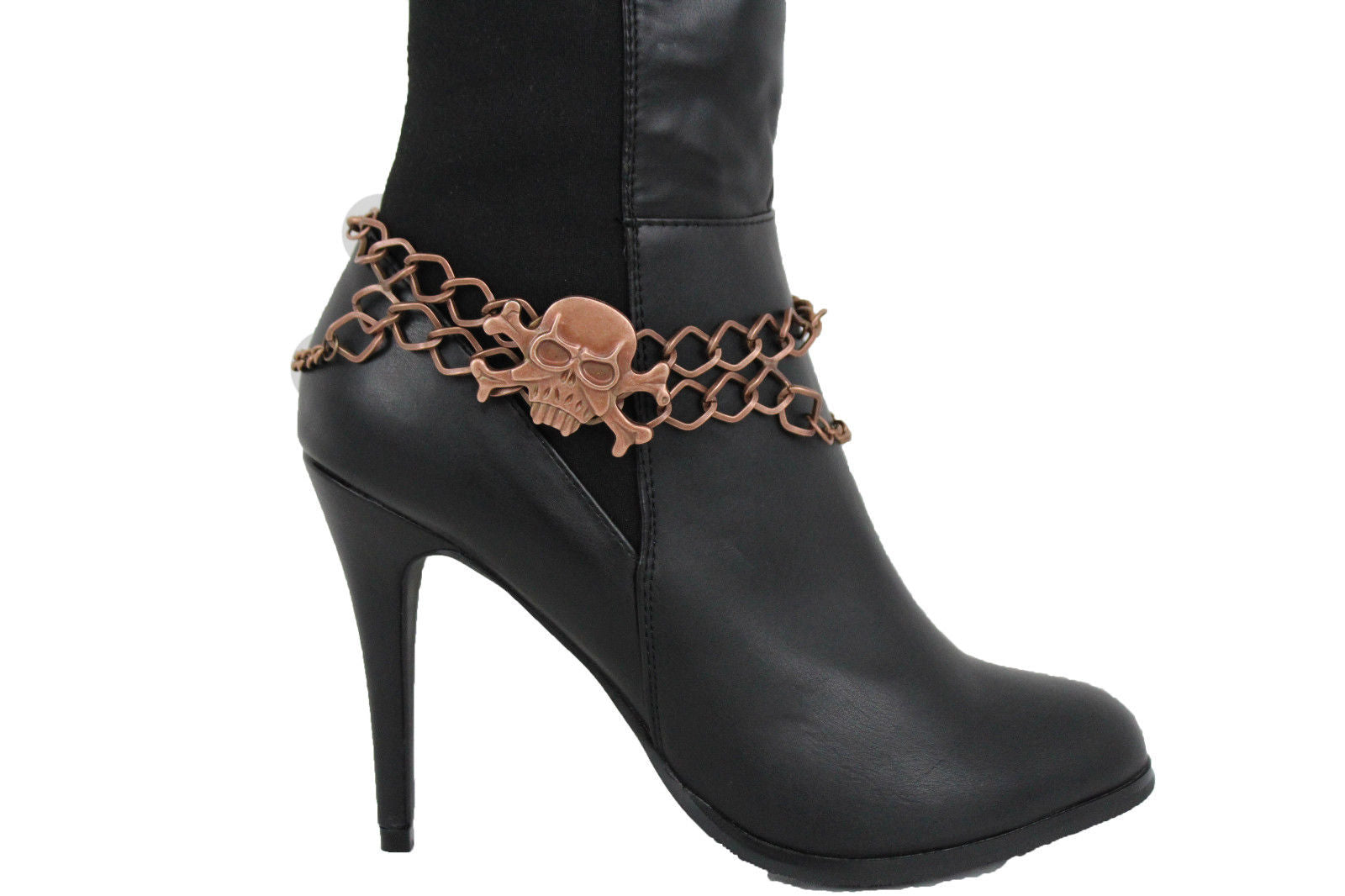 Metal Boot Bracelet Chains Skull Skeleton Bling Anklet Charm Heels ...