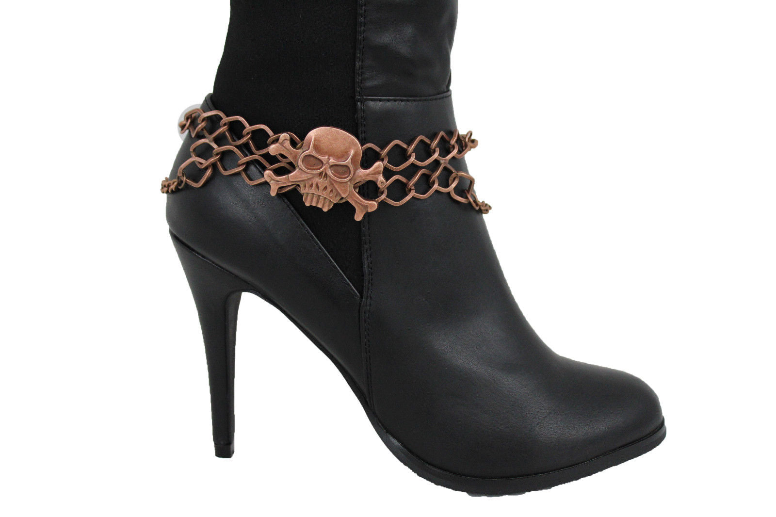 Metal Boot Bracelet Chains Skull Skeleton Bling Anklet Charm Heels ...