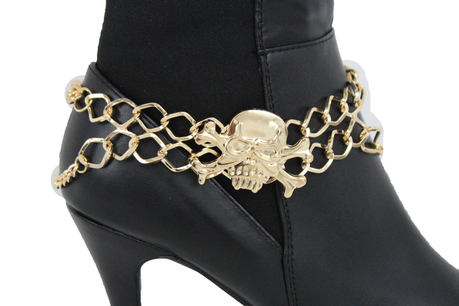 Metal Boot Bracelet Chains Skull Skeleton Bling Anklet Charm Heels ...