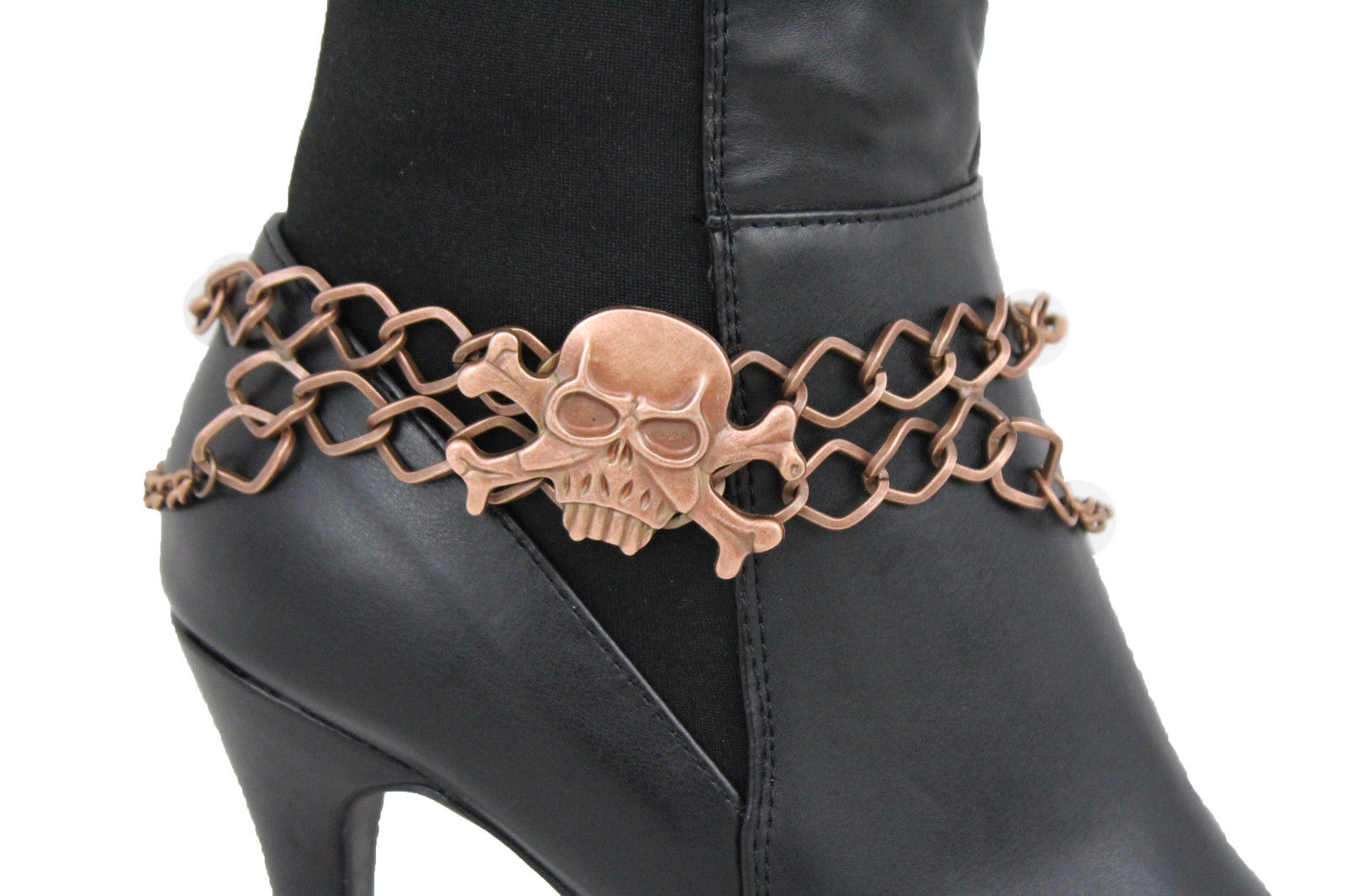 Metal Boot Bracelet Chains Skull Skeleton Bling Anklet Charm Heels ...