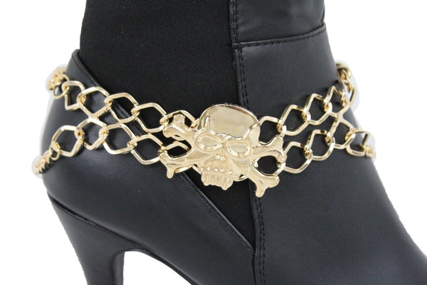 Metal Boot Bracelet Chains Skull Skeleton Bling Anklet Charm Heels New ...