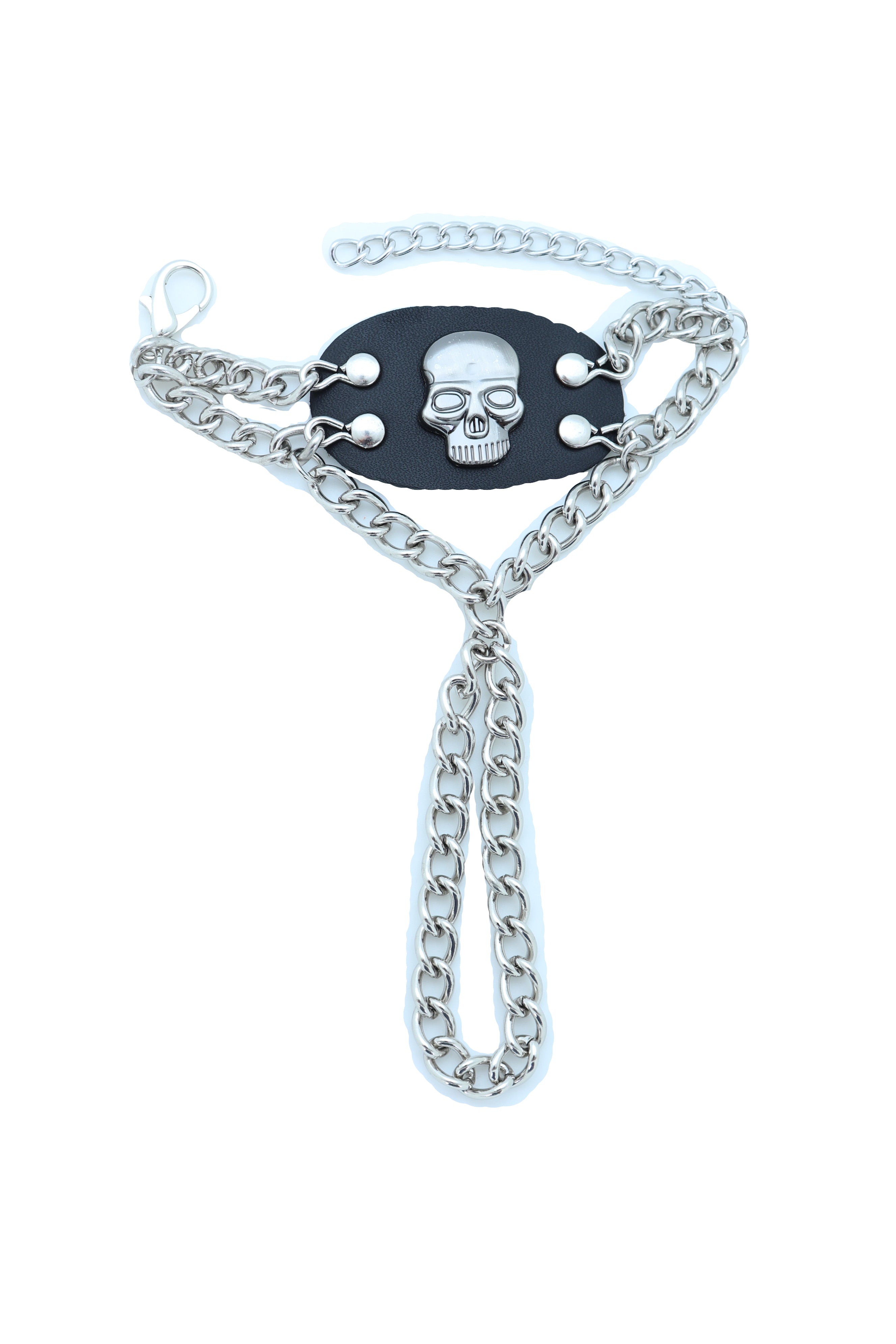 Men Bracelet Silver Metal Hand Chain Skull Charm Biker – alwaystyle4you