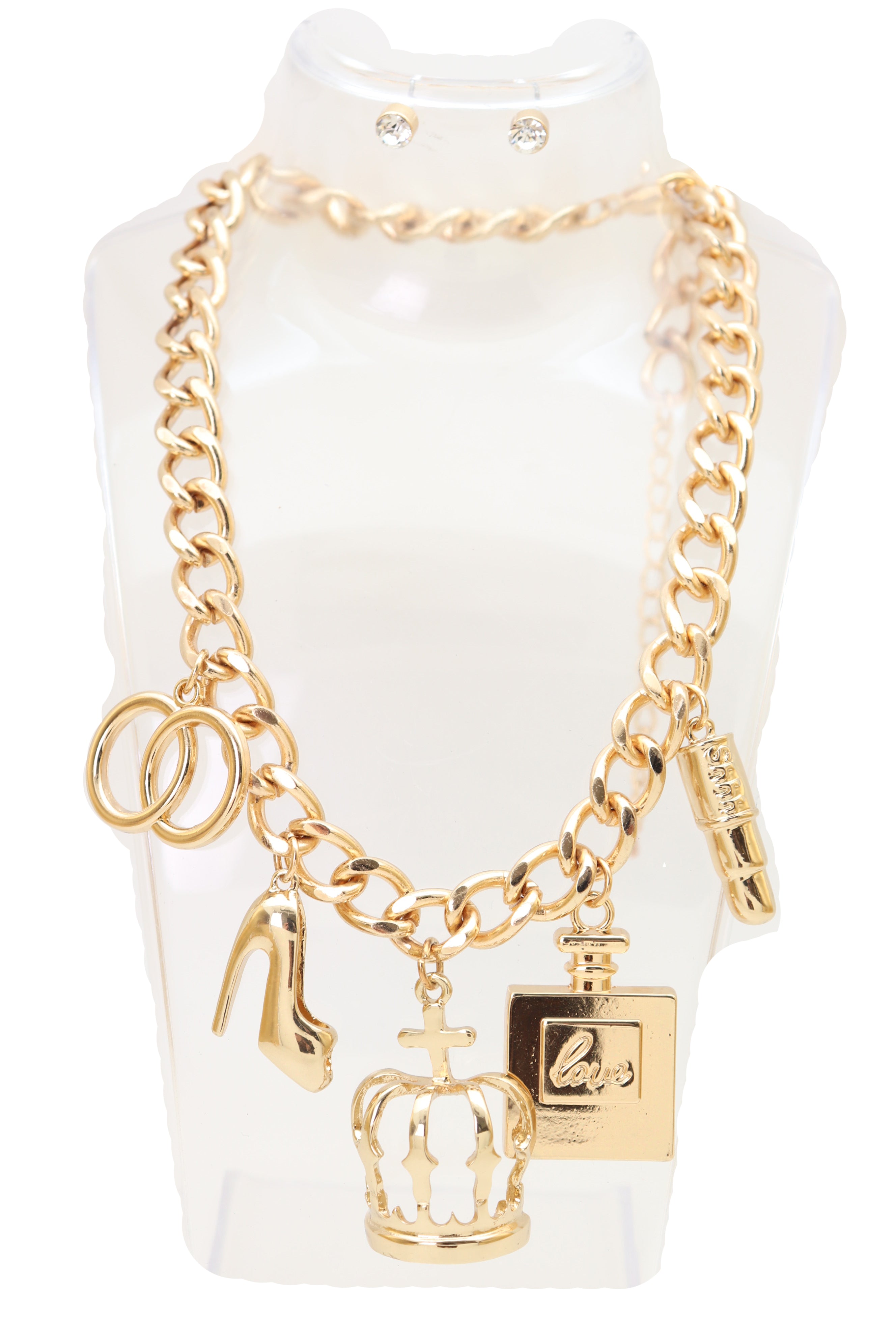 Gold Metal Fashionista Diva Charm Necklace – alwaystyle4you