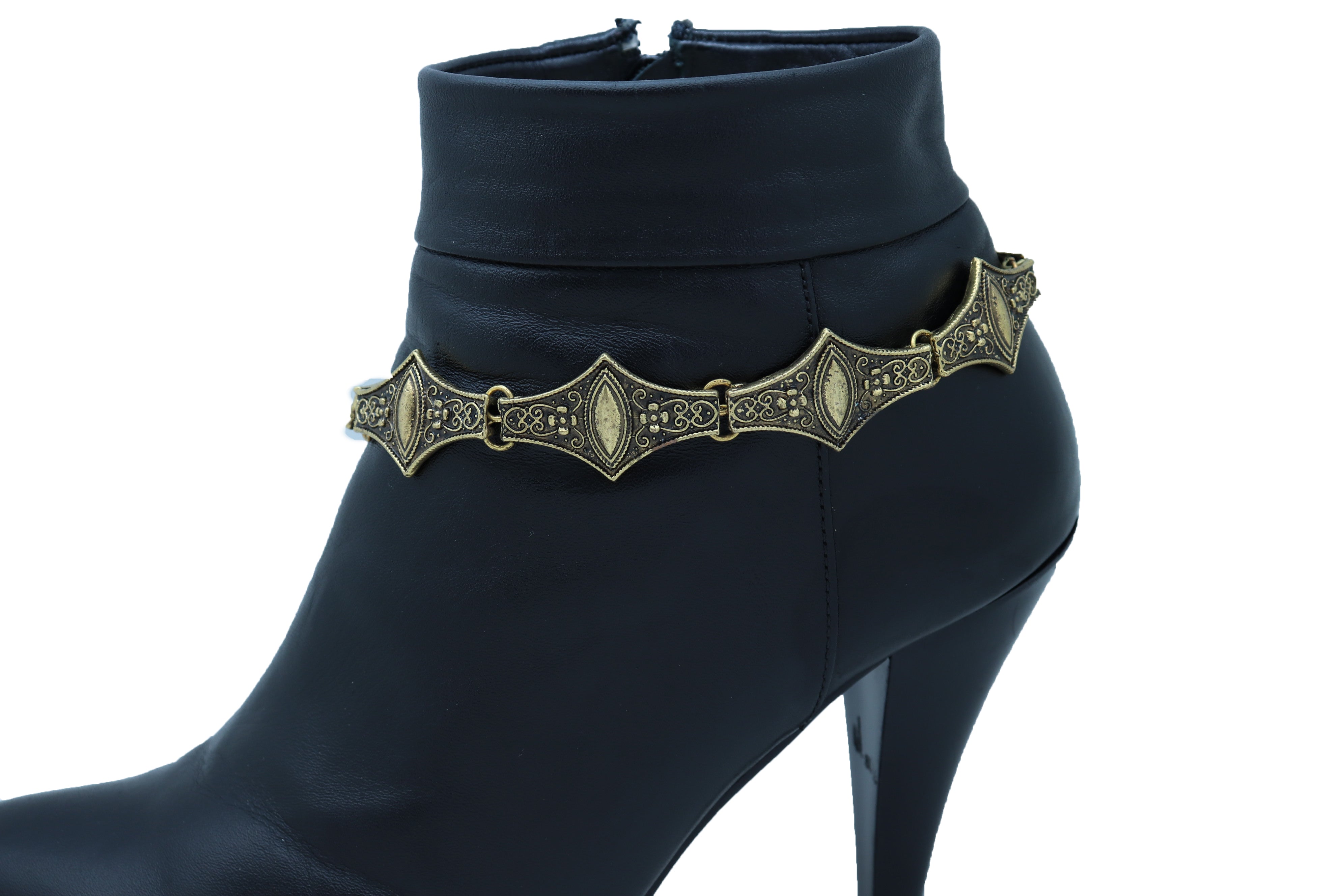 Antique Gold Rustic Metal Chain Boot Bracelet Ethnic Shoe Eye Charm An ...