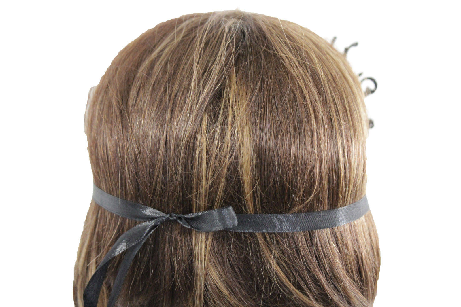 Black Fabric Half Face Eye Costume Flowers Filigree Mask Halloween Wom ...