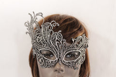 Black Fabric Half Face Eye Costume Flowers Filigree Mask Halloween Wom ...