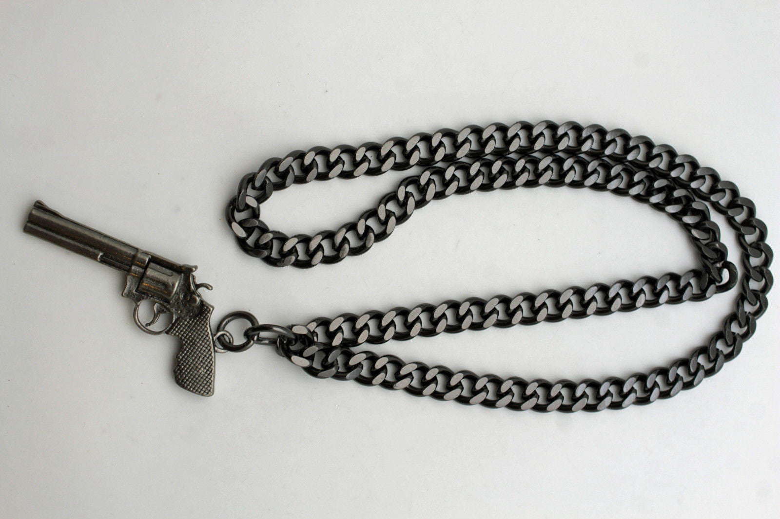 Pewter Metal Chain Weapon Western Pistol Gun Pendant Soldier Long Neck ...