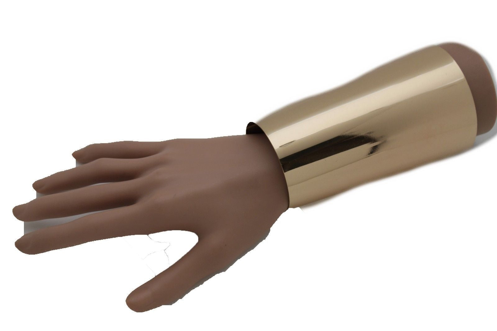 Shiny Light Pink Gold Metal Long Cuff Bracelet Bulky Wonder Fancy Styl ...