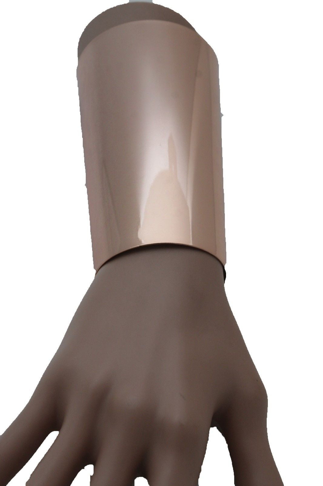 Shiny Light Pink Gold Metal Long Cuff Bracelet Bulky Wonder Fancy Styl ...