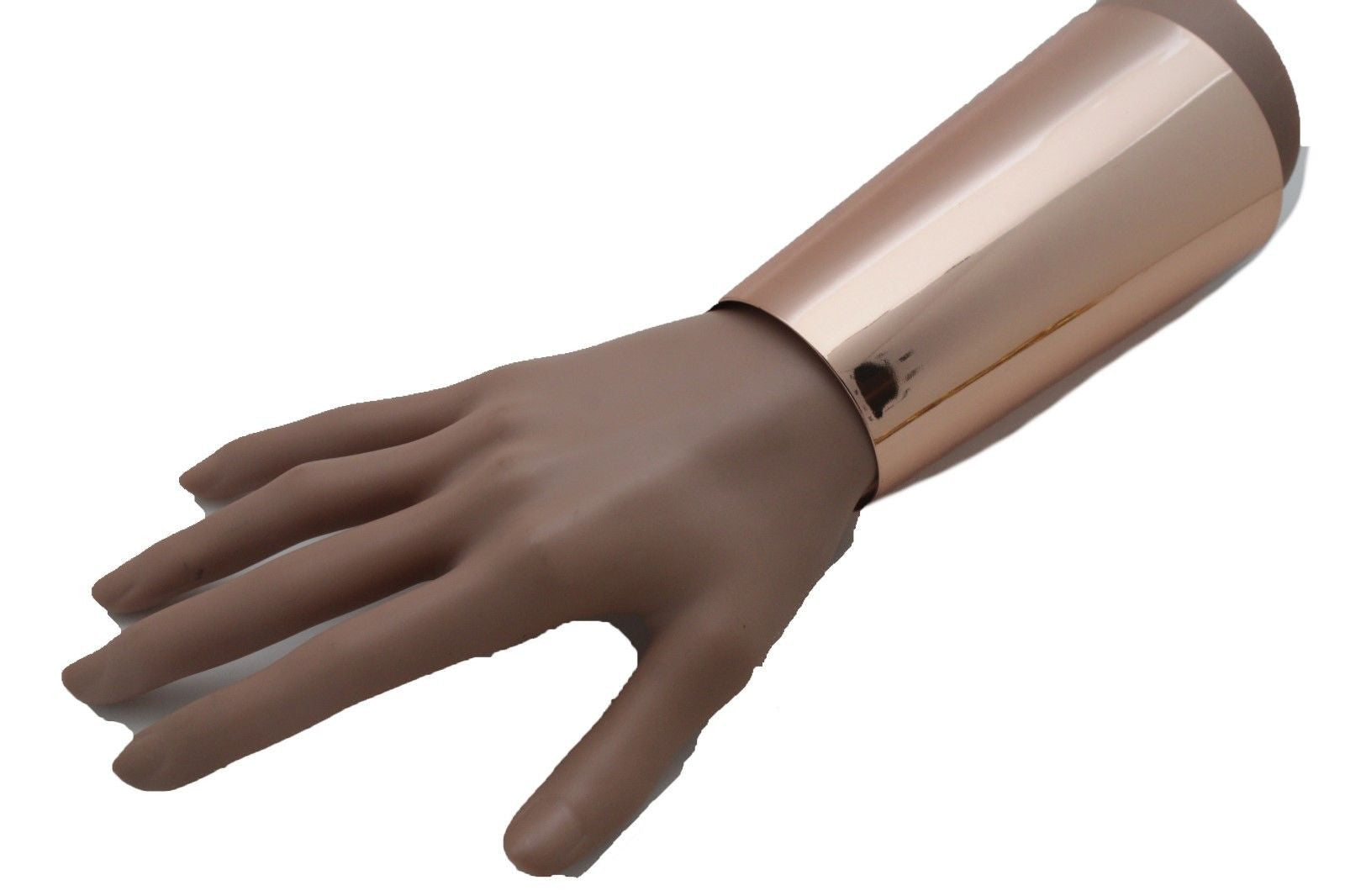 Shiny Light Pink Gold Metal Long Cuff Bracelet Bulky Wonder Fancy Styl ...