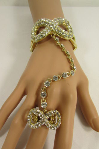 Silver Hand Chain Bracelet Multi Rhinestone Infinity Symbol ...