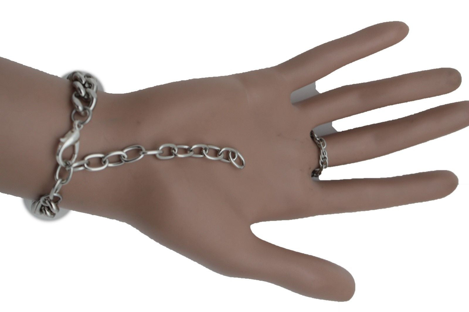 Silver Metal Hand Chain Bracelet Small Spider Skull Halloween ...