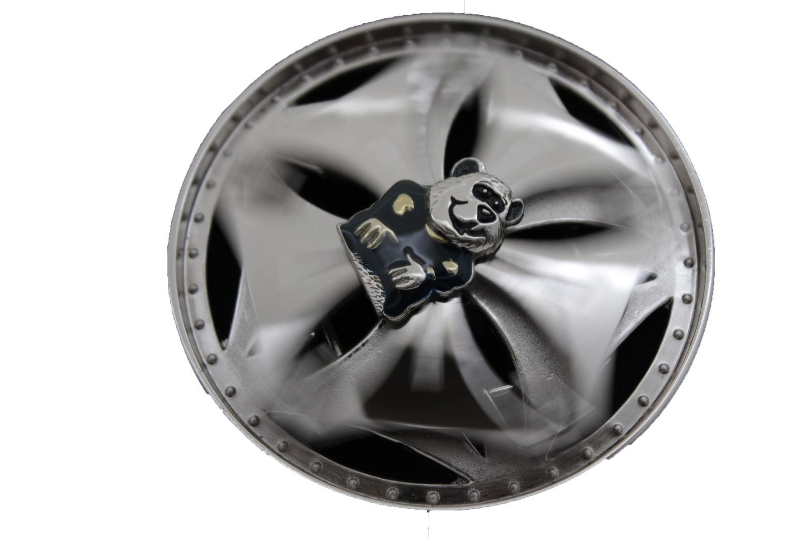 Silver Metal Round Shape Spinning Large Size Panda Bear Belt Buckle ...