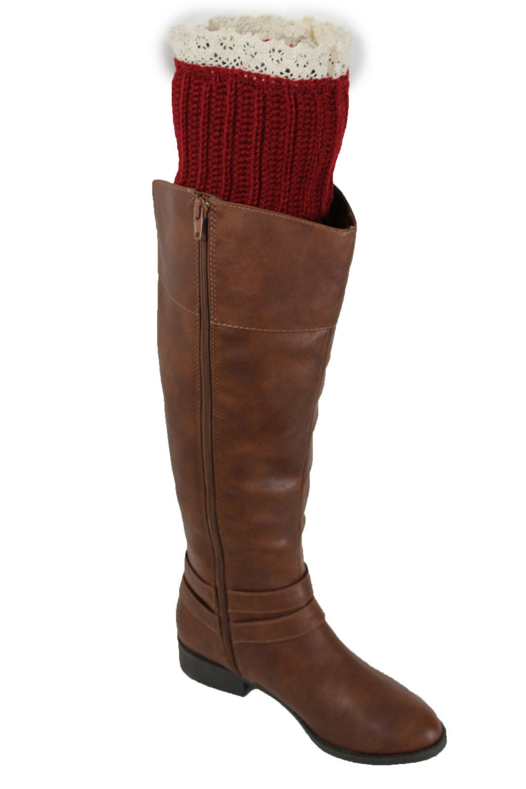 Red Blue Gray Pair Boots Cover Toppers Slip On Booties Knit Crochet Ac ...