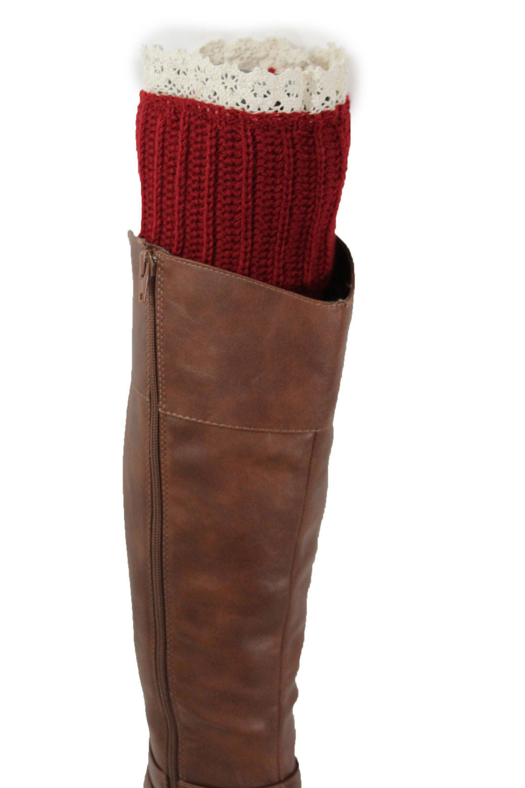 Red Blue Gray Pair Boots Cover Toppers Slip On Booties Knit Crochet Ac ...