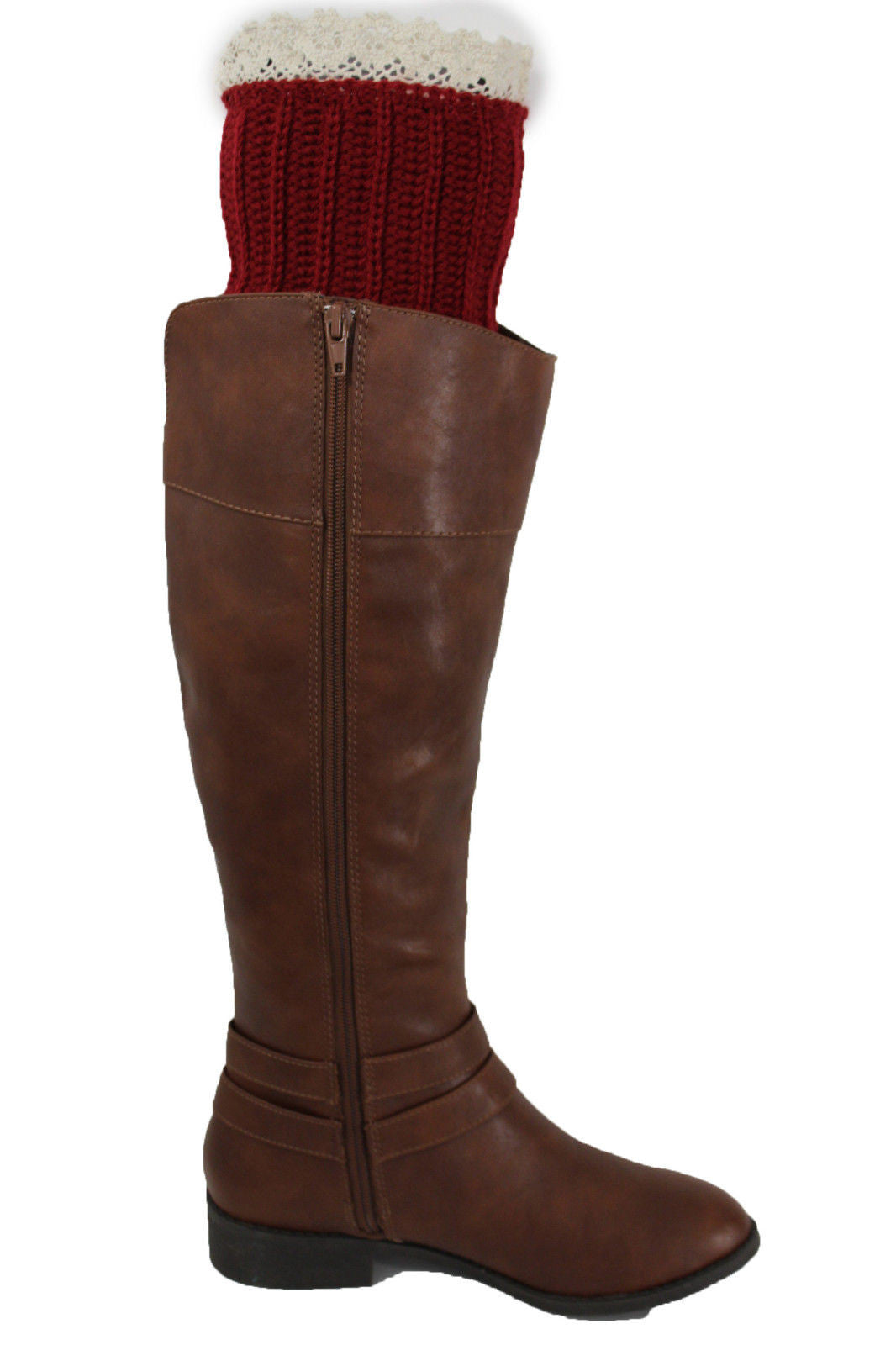 Red Blue Gray Pair Boots Cover Toppers Slip On Booties Knit Crochet Ac ...