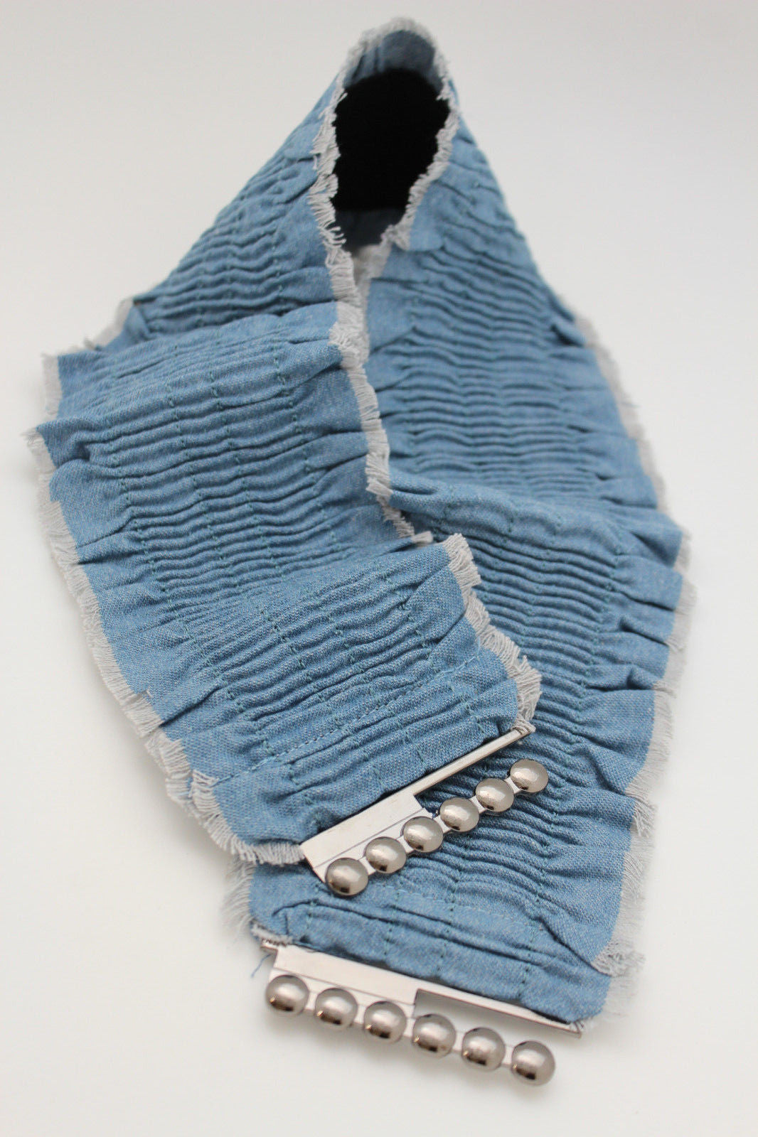 Black Light Blue Dark Blue Denim Stretch Elastic Waist Belt Fringes Wo