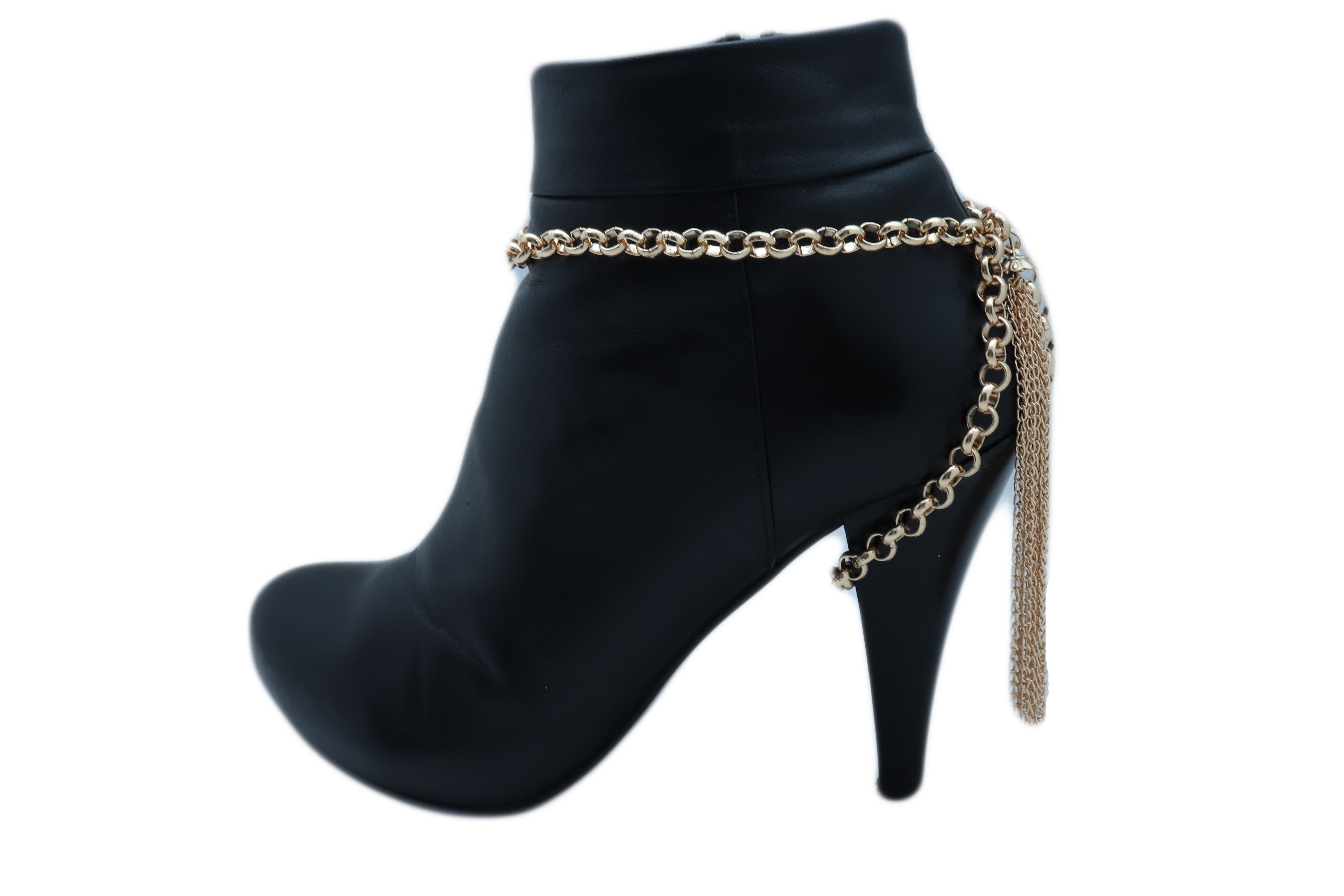 Gold Chain Boot Bracelet Western Shoe Anklet Back Tassel Fringes Charm ...