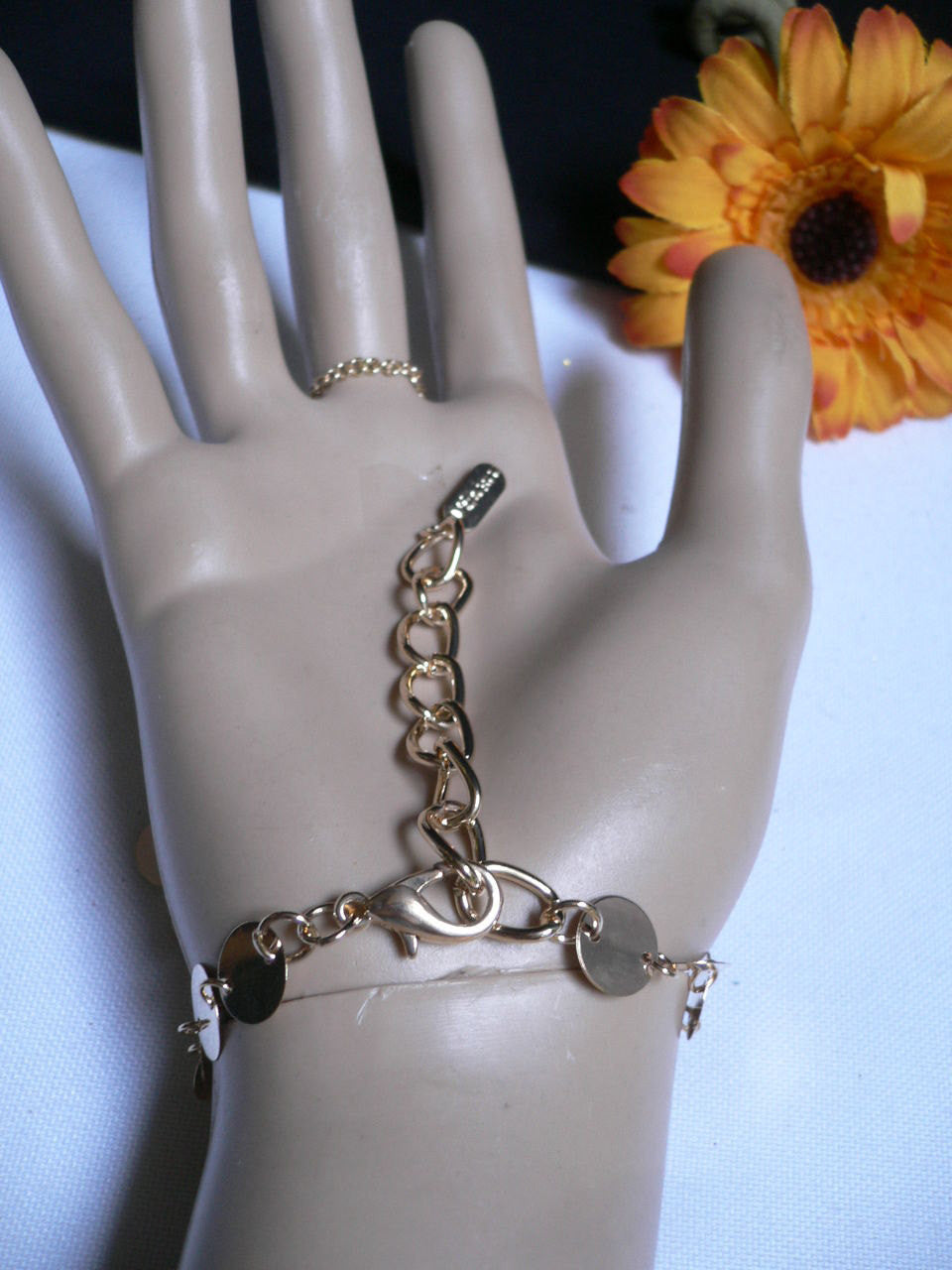 Gold Silver Metal Hand Chain Bracelet Multi Circles Women Trendy ...