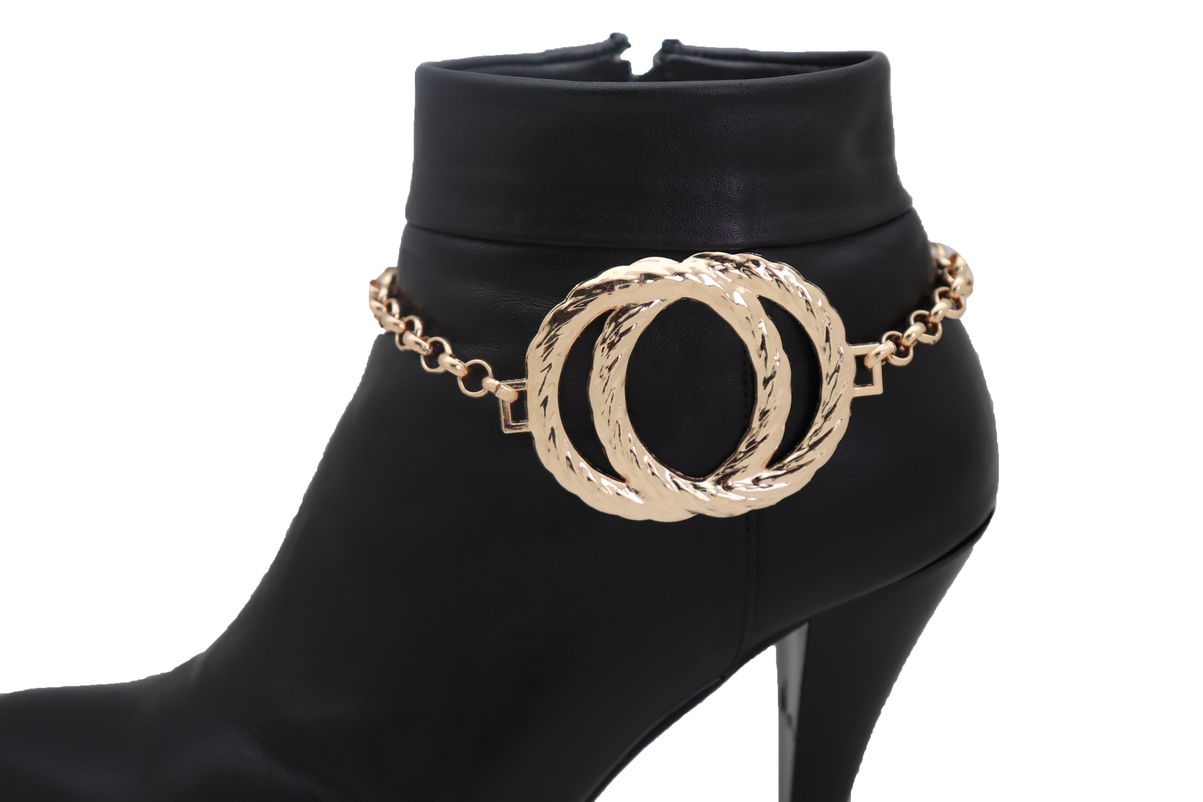 Gold Metal Boot Chain Bracelet Shoe Band Circle Round Charm Jewelry An ...