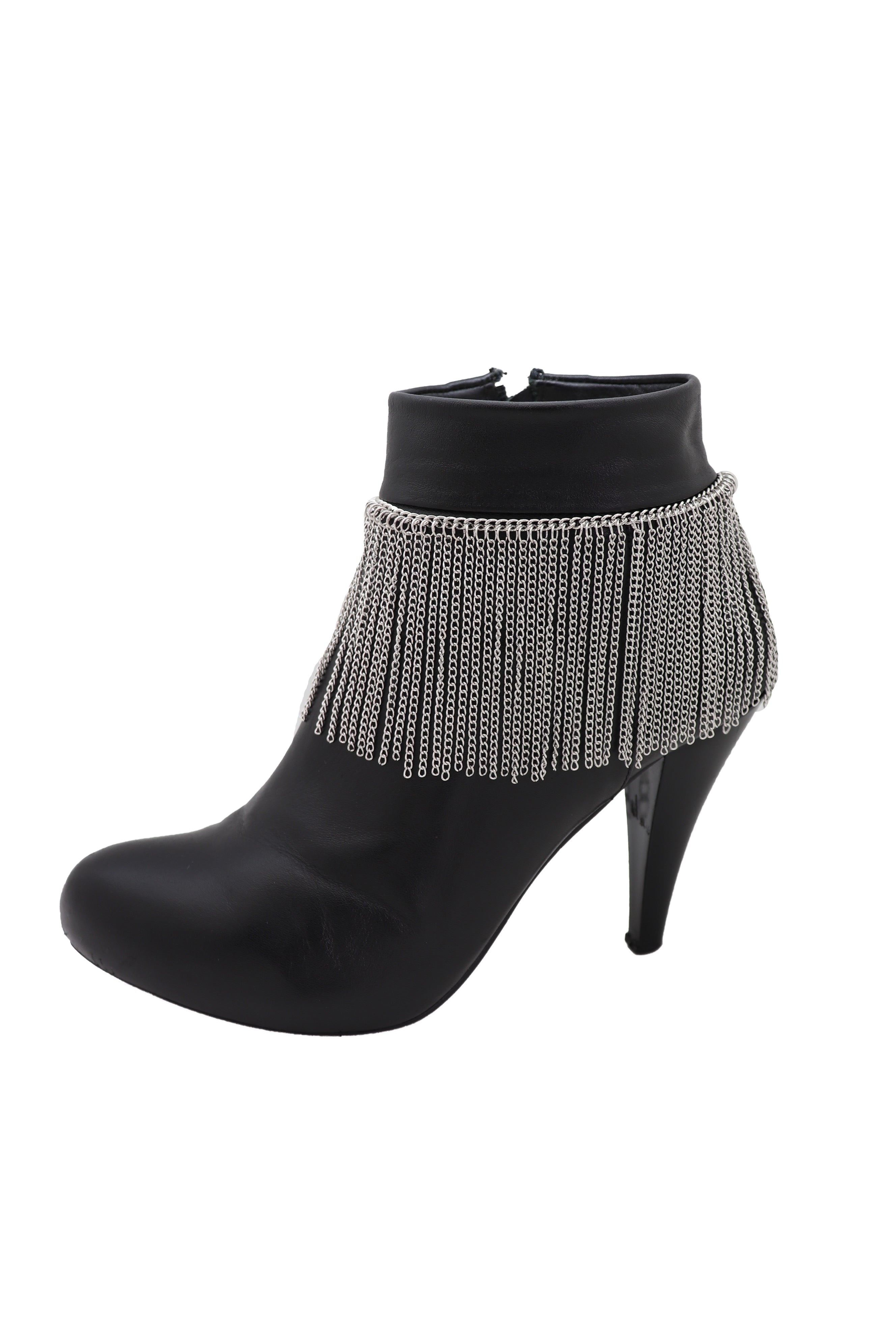 Women Silver Metal Chain Boot Bracelet Shoe Long Tassel Fringes Charm ...