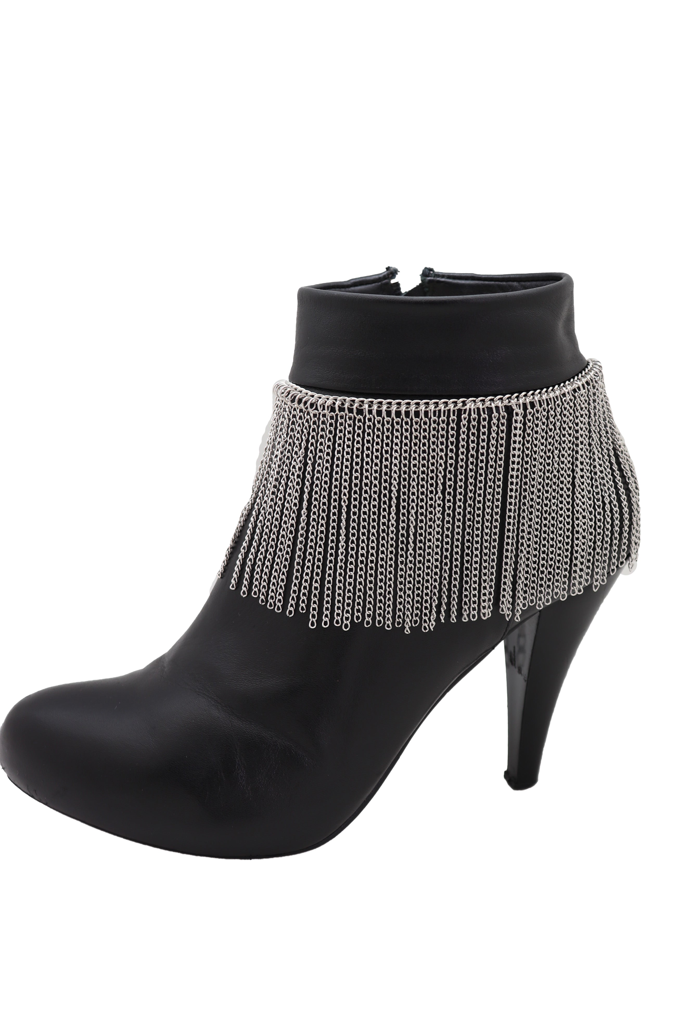 Women Silver Metal Chain Boot Bracelet Shoe Long Tassel Fringes Charm ...