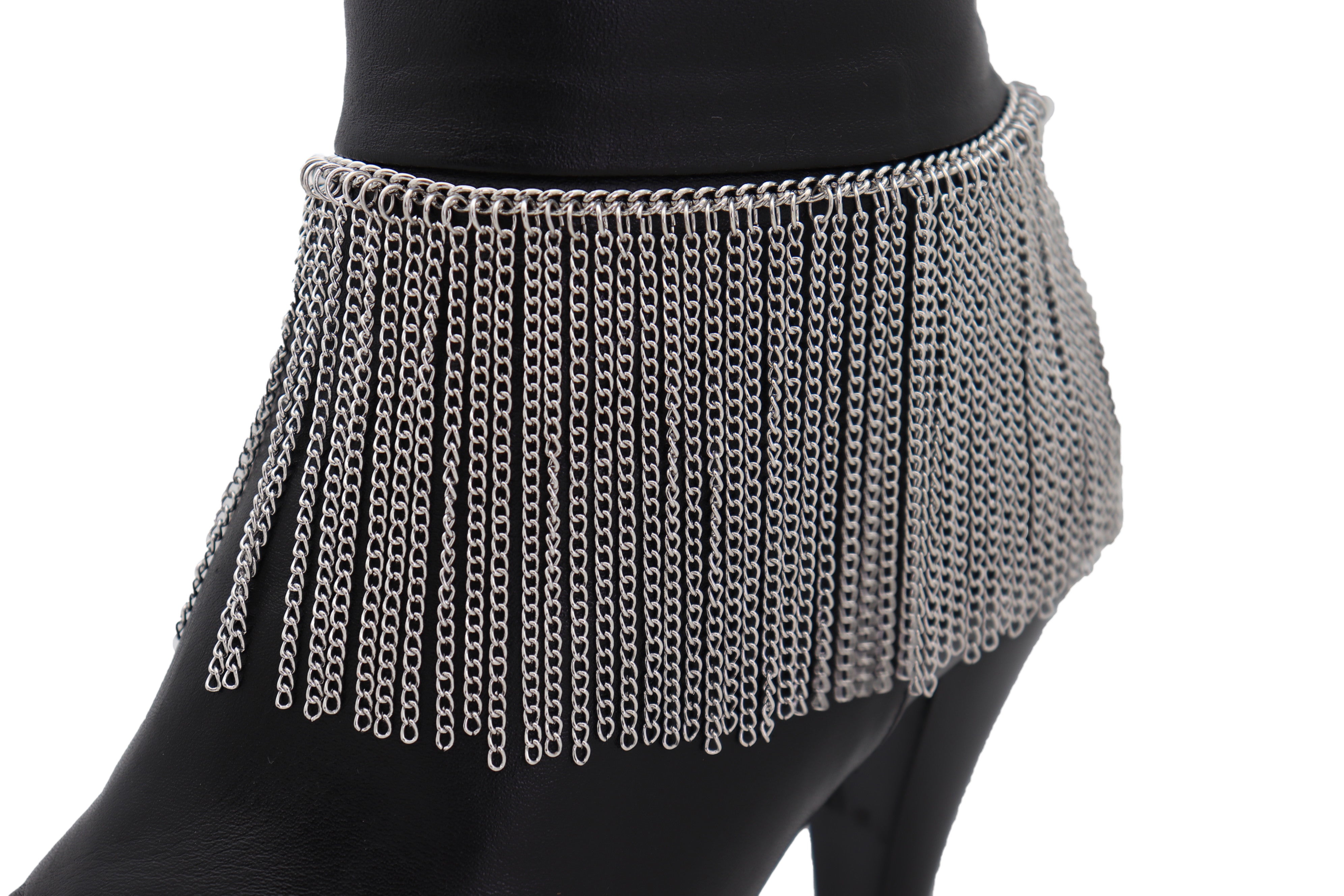 Women Silver Metal Chain Boot Bracelet Shoe Long Tassel Fringes Charm ...