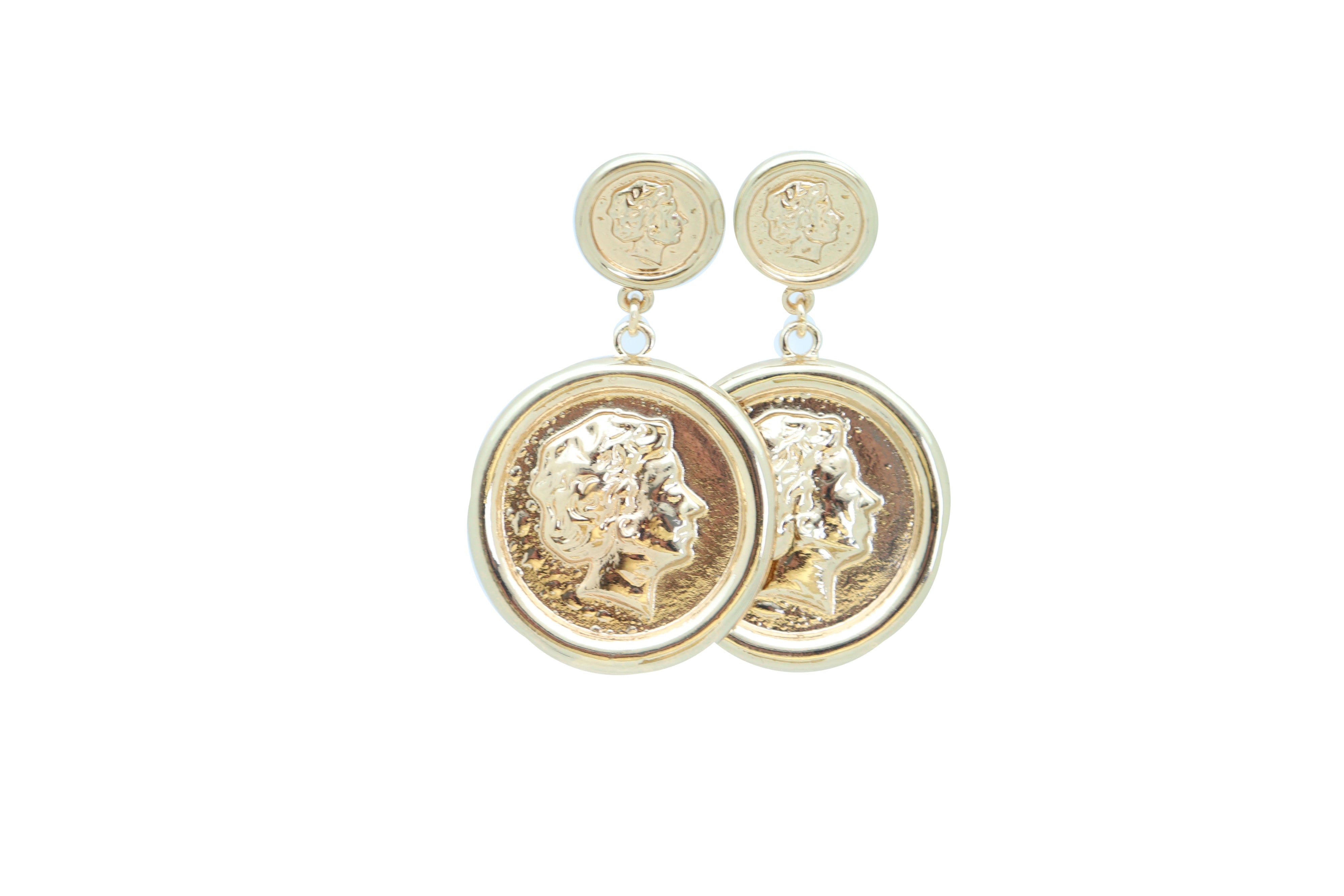 Earrings Set Trendy Gold Metal Big Coin Money Medallion – alwaystyle4you