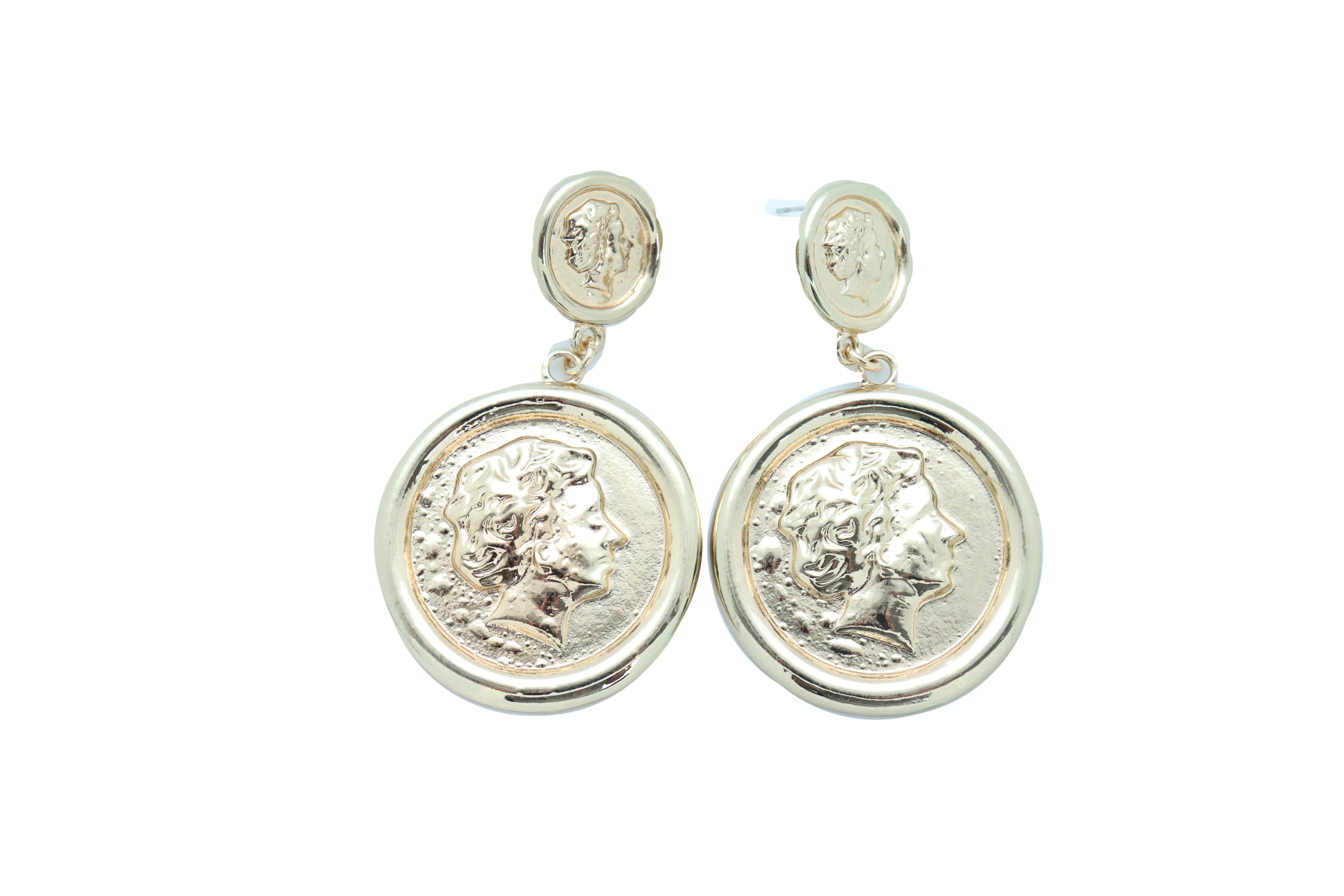 Earrings Set Trendy Gold Metal Big Coin Money Medallion – alwaystyle4you