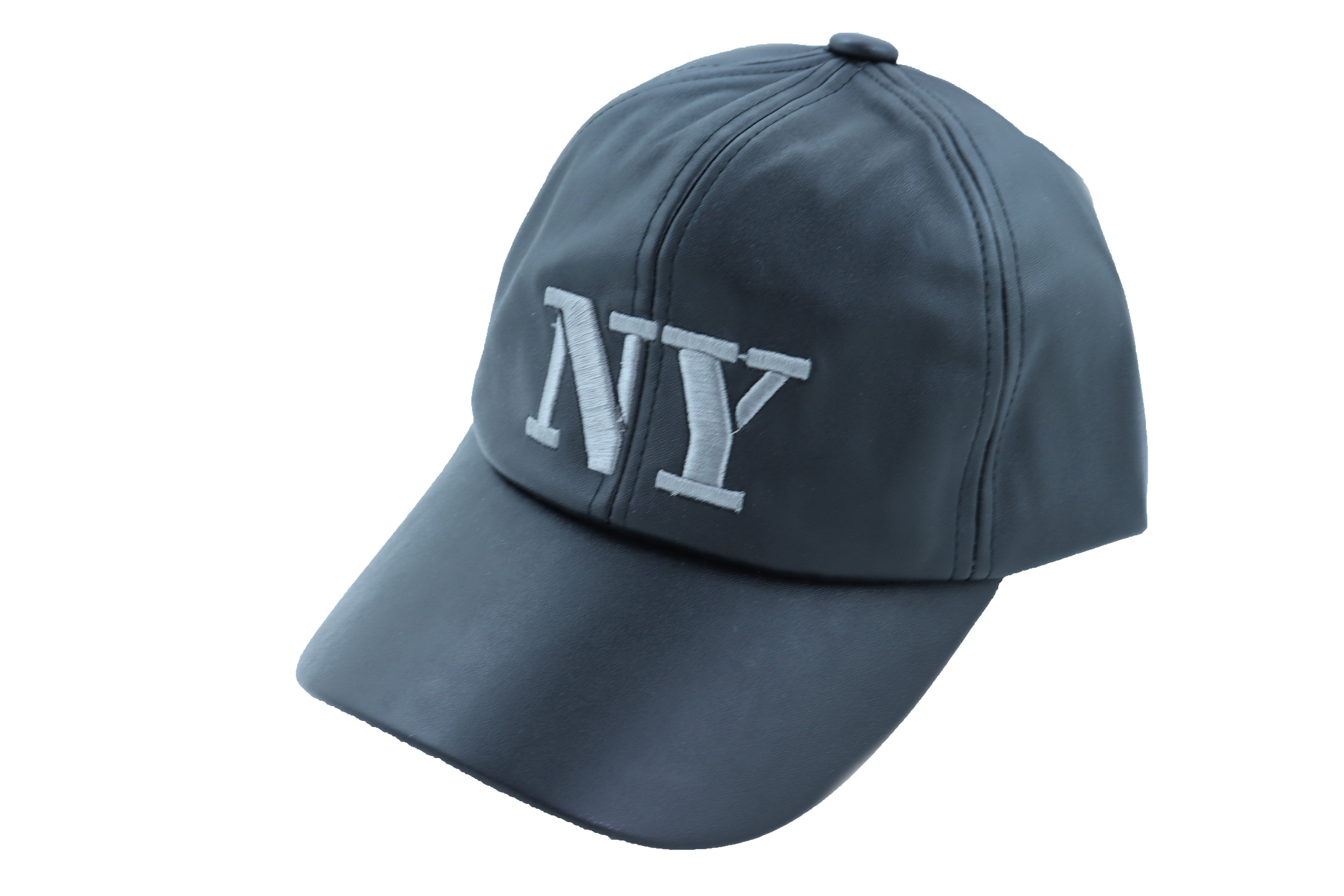 Men Women Black Faux Leather Fashion Baseball Cap NY Hat New York One ...