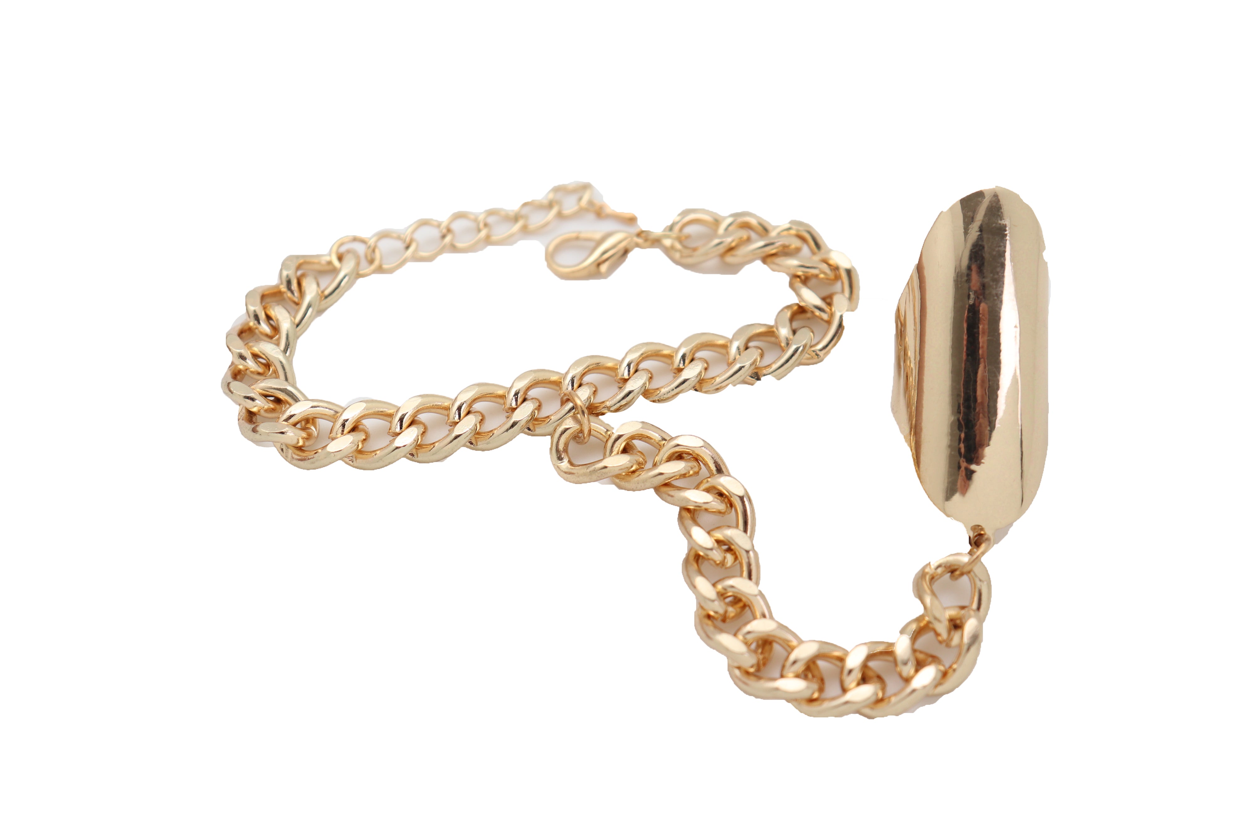 Gold Metal Hand Chain Wrist Bracelet Bling Connected Ring – alwaystyle4you