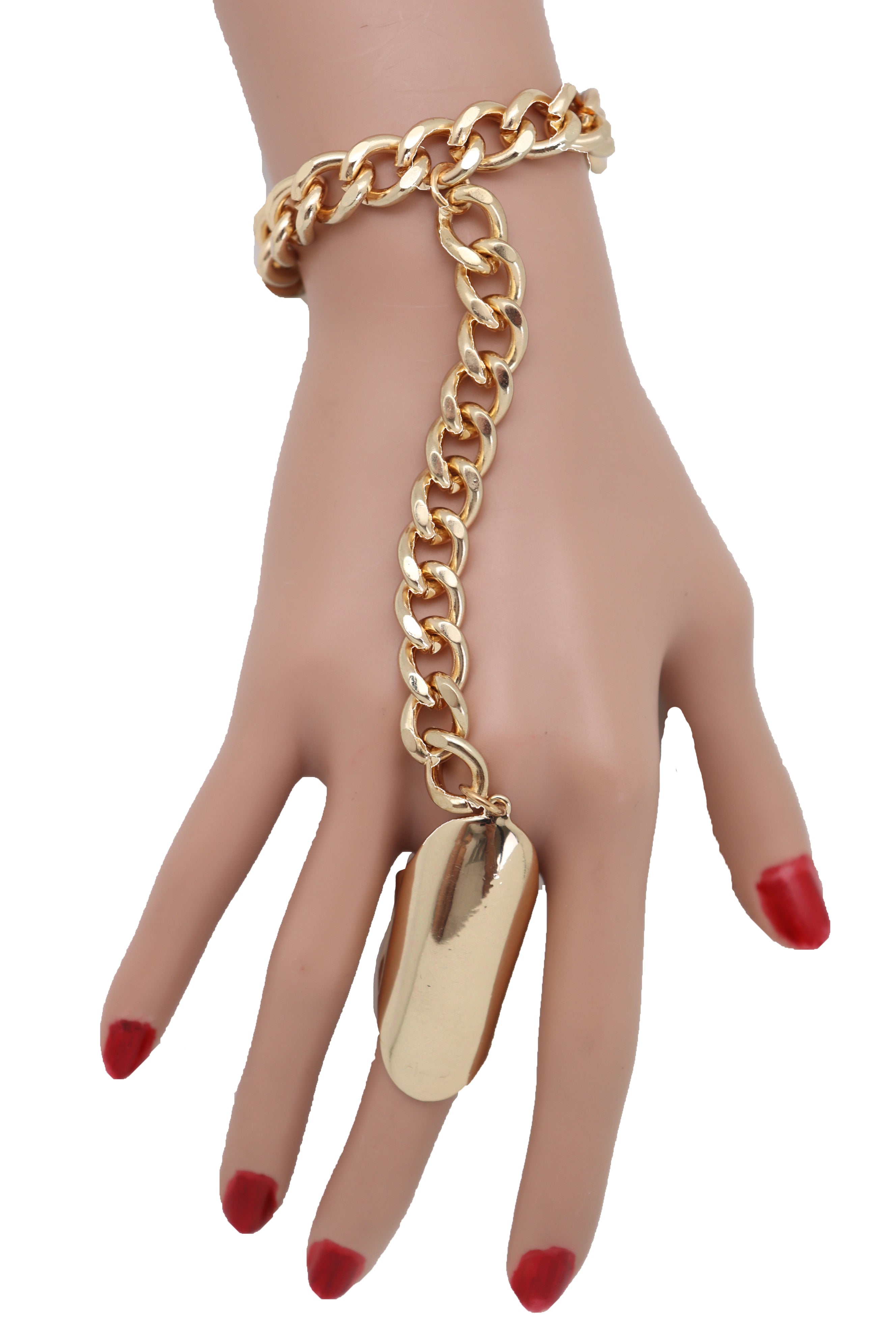 Gold Metal Hand Chain Wrist Bracelet Bling Connected Ring – alwaystyle4you