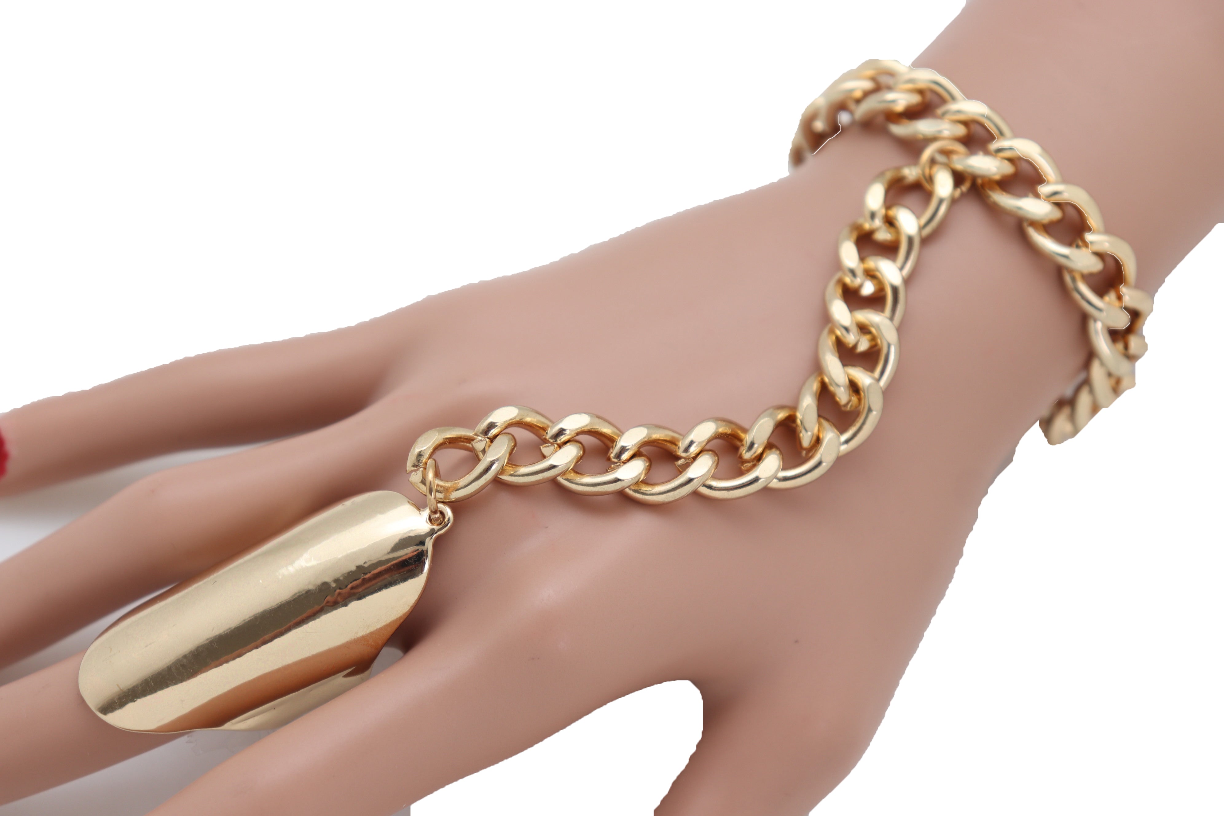 Gold Metal Hand Chain Wrist Bracelet Bling Connected Ring – alwaystyle4you